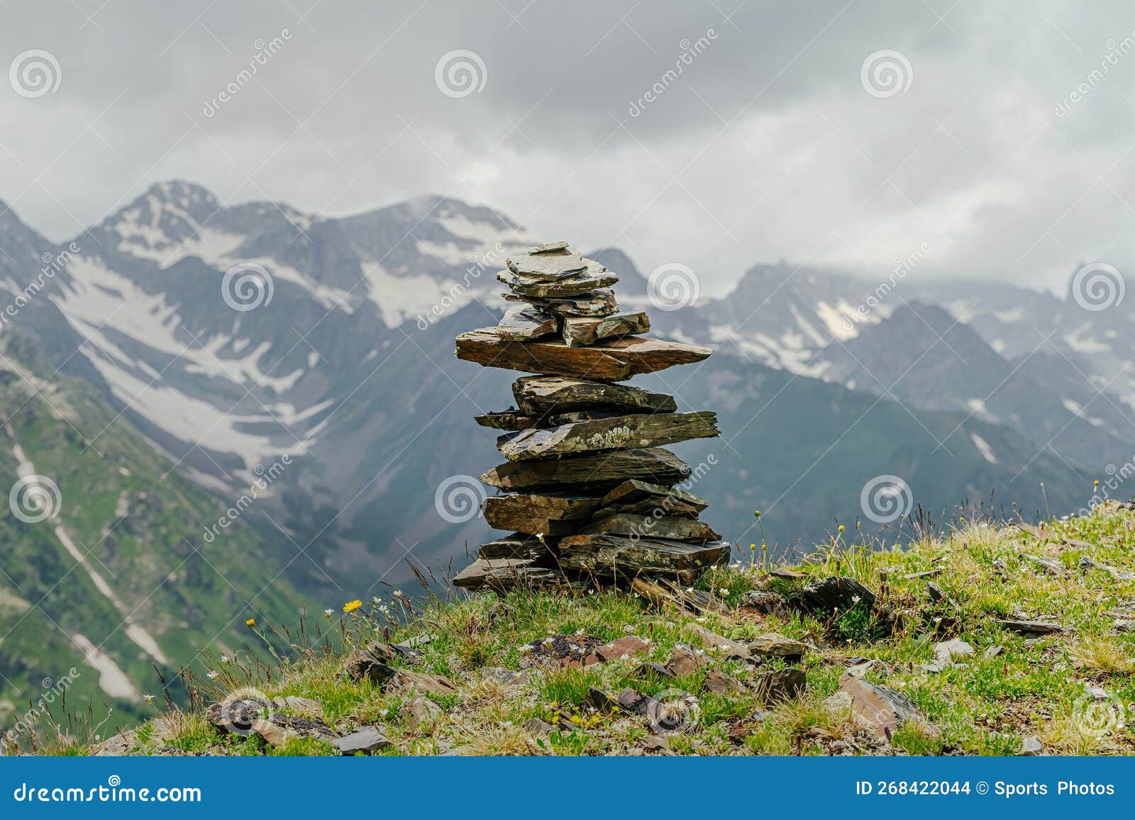 Pyramid Stones on Snow Mountain Stock Photo - Image of karachaycherkess ...