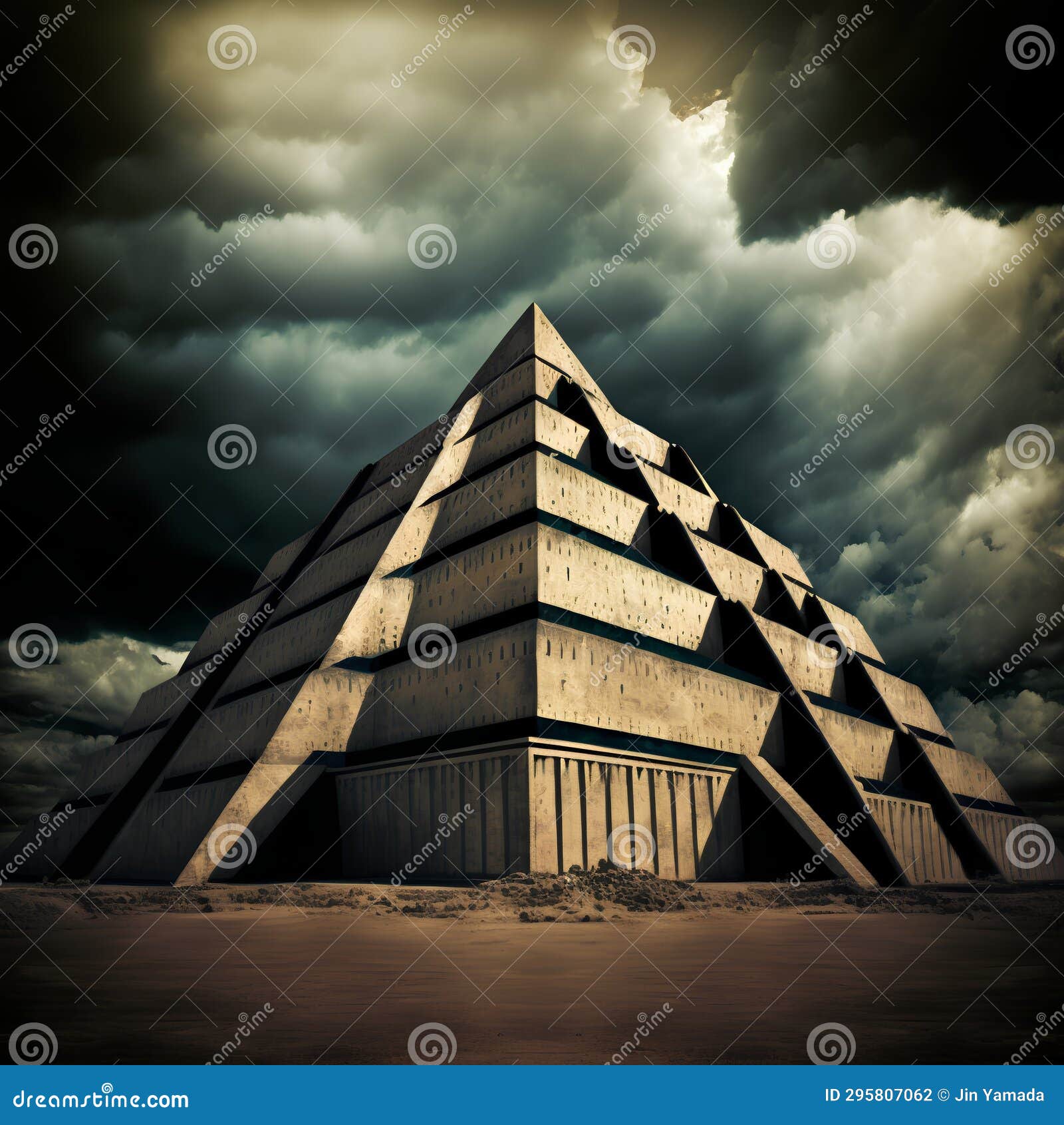 Pyramid of the Sun with Clouds in the Sky. 3d Rendering Stock ...