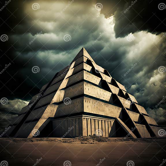Pyramid of the Sun with Clouds in the Sky. 3d Rendering Stock ...
