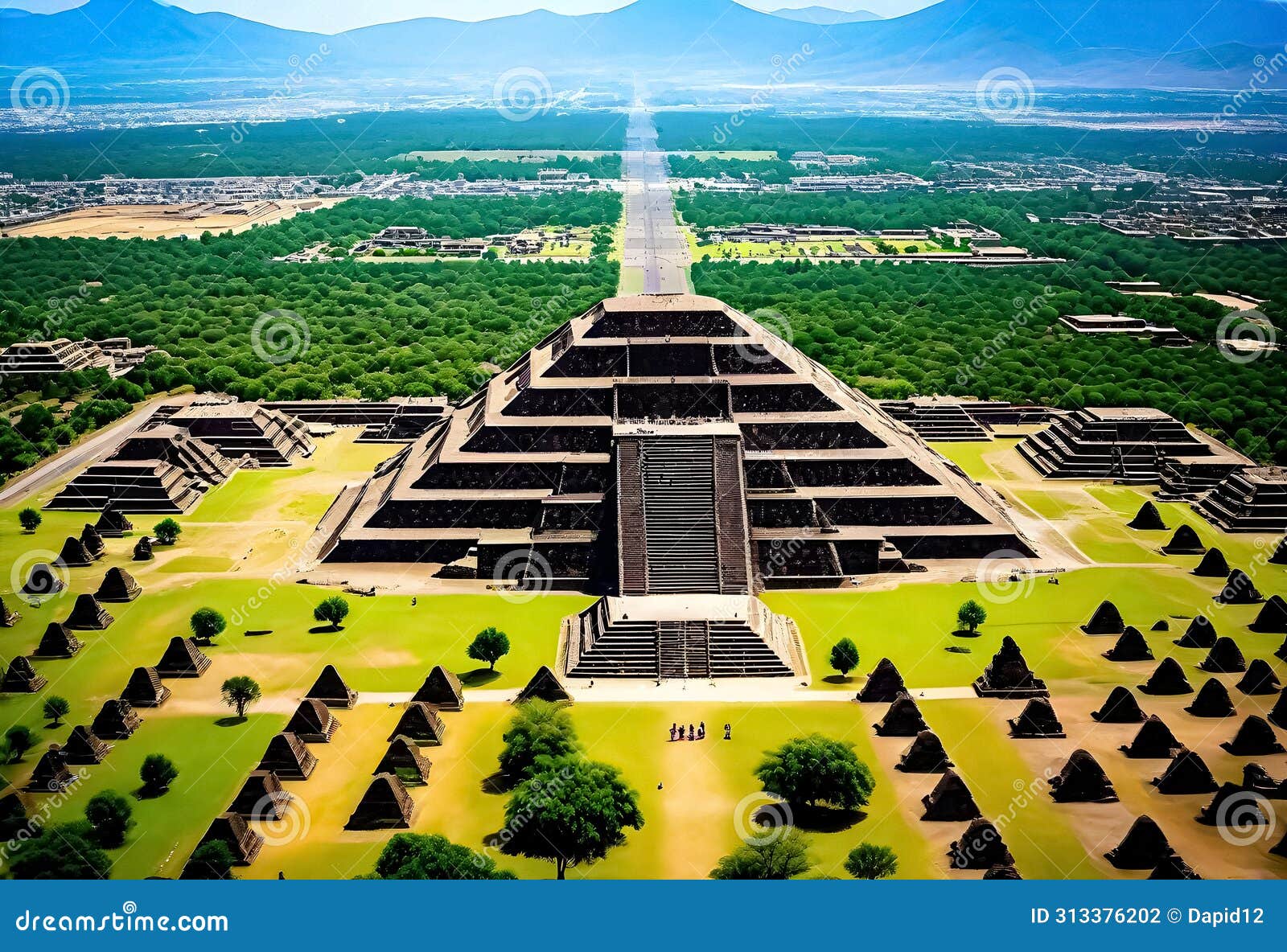 The Pyramid Of The Sun In Mexico City Surrounded By Trees Stock Photo ...