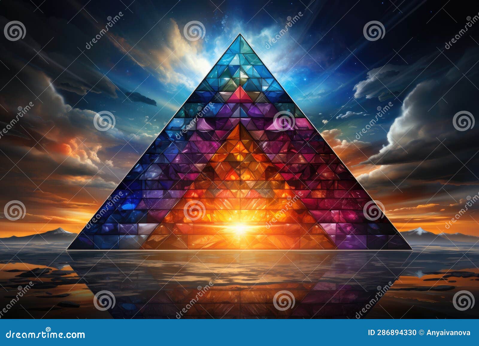 A Pyramid with a Sunset in the Background. Stock Illustration ...