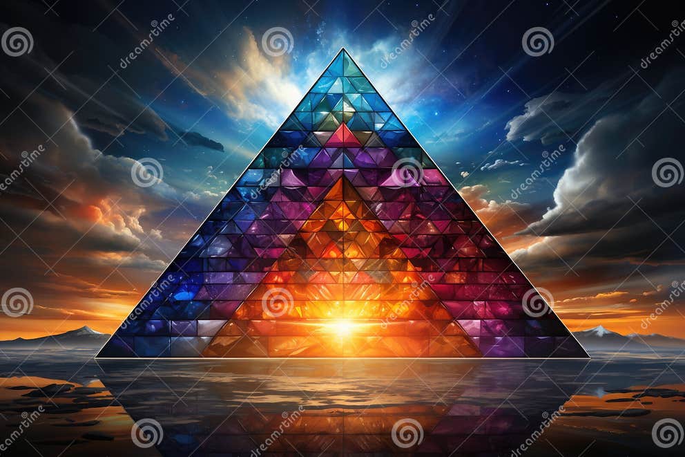A Pyramid with a Sunset in the Background. Stock Illustration ...