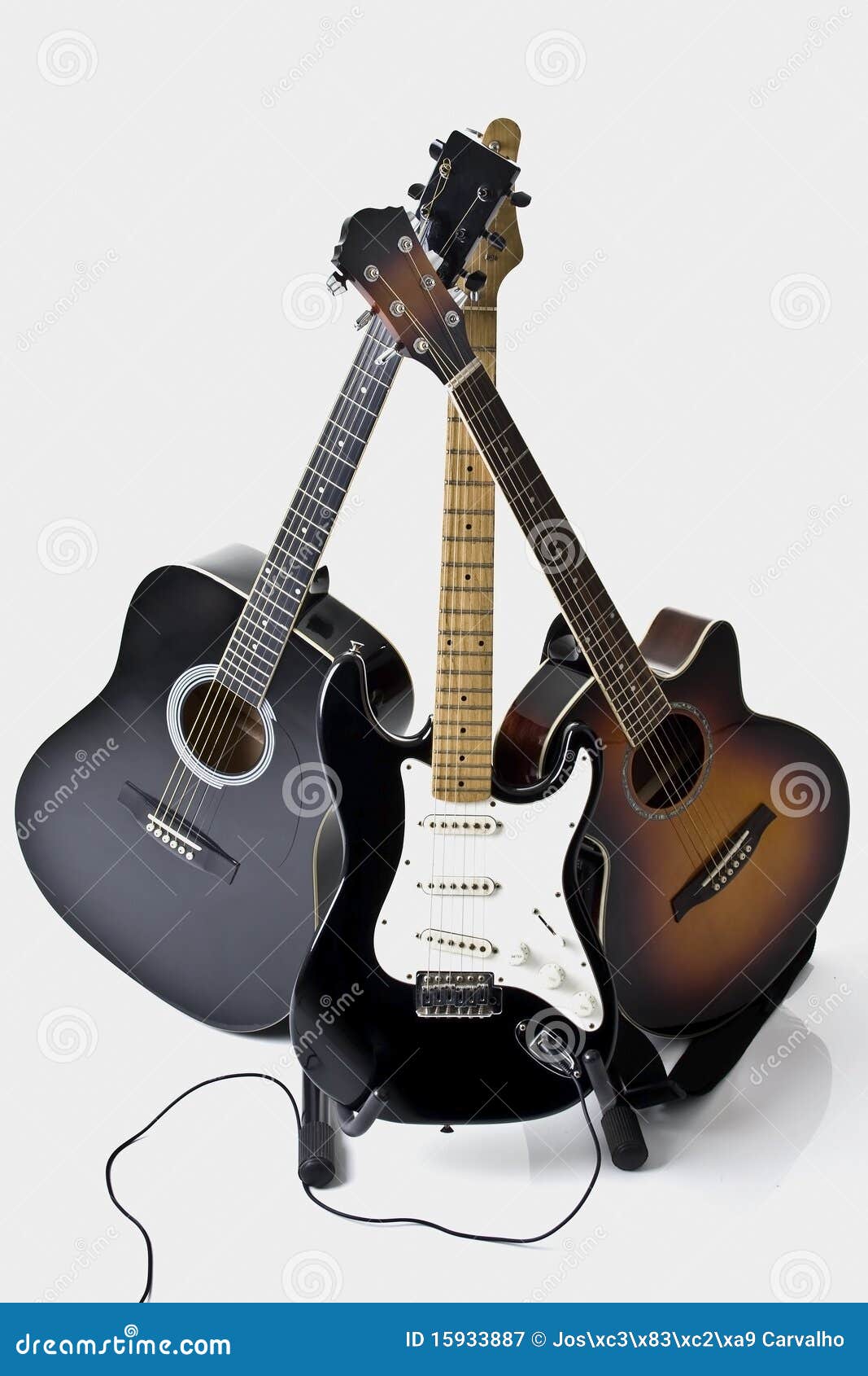 Pyramid of three guitars stock image. Image of gibson - 15933887