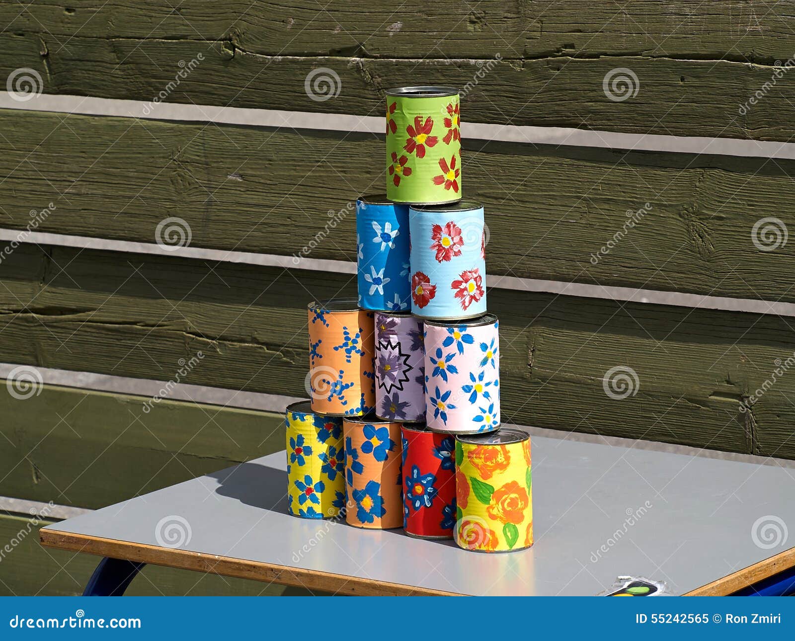Pyramid of Tin Cans for Throwing Balls at Them Stock Image - Image of ...