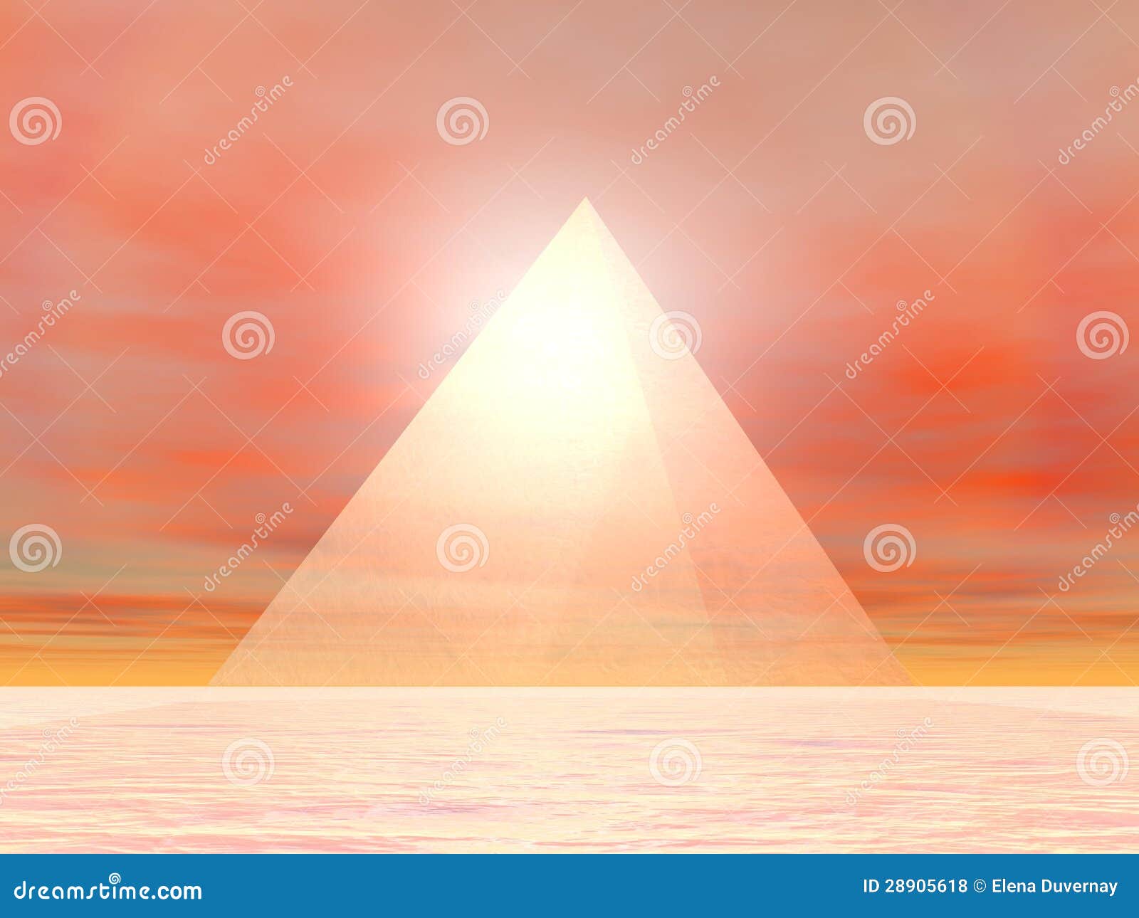 Pyramid to sun - 3D render stock illustration. Illustration of artistic ...