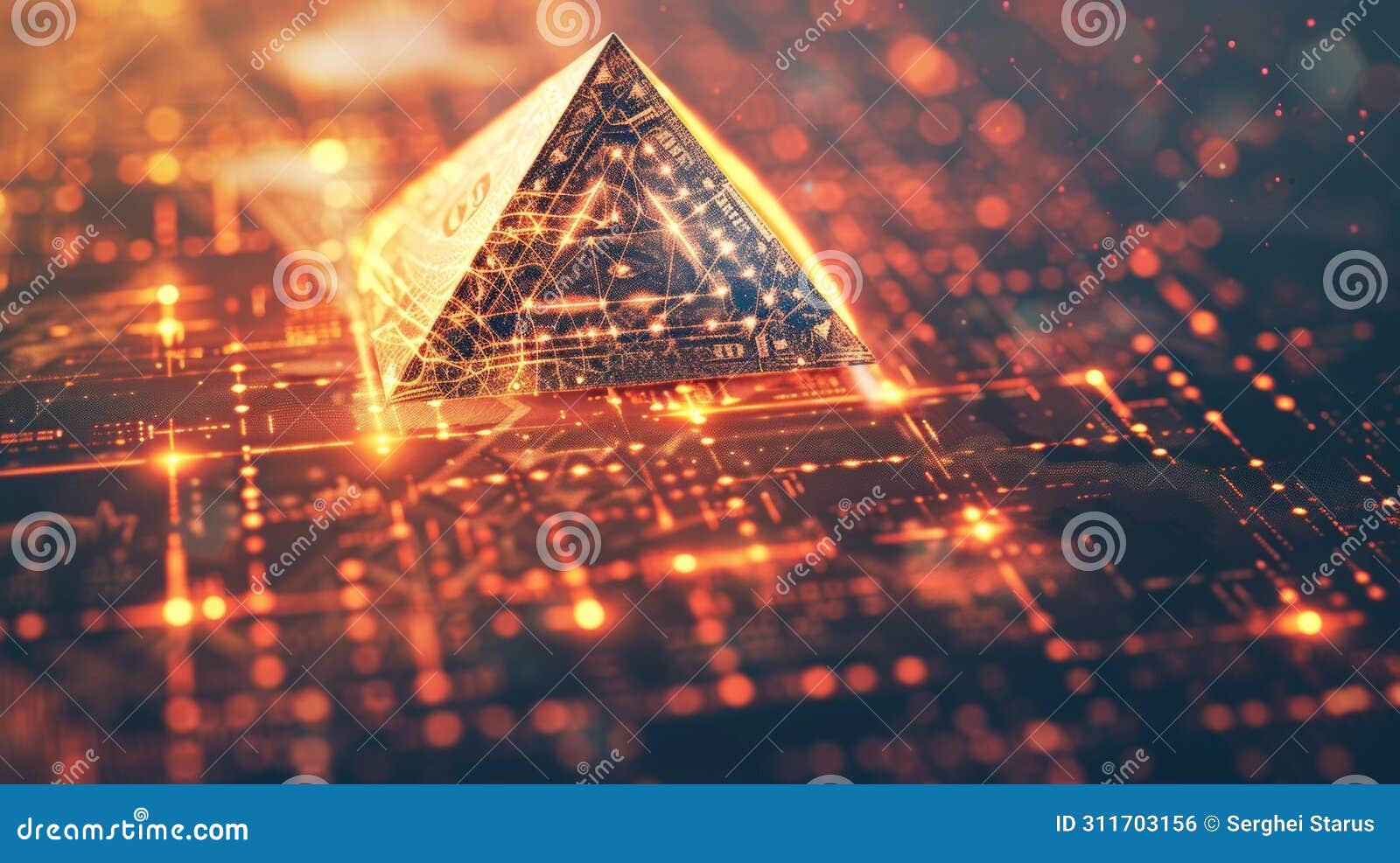 A Pyramid on Top of a Circuit Board with Lights, AI Stock Photo - Image ...