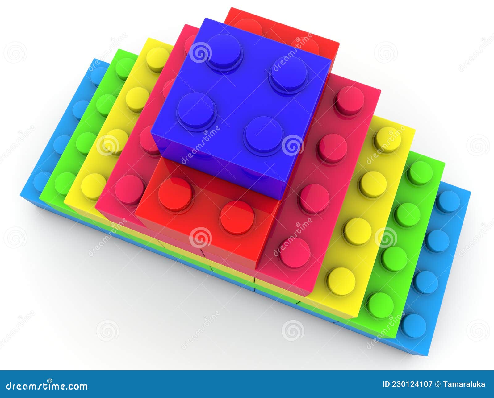 The Pyramid from the Top is Made of Colored Toy Bricks Stock ...