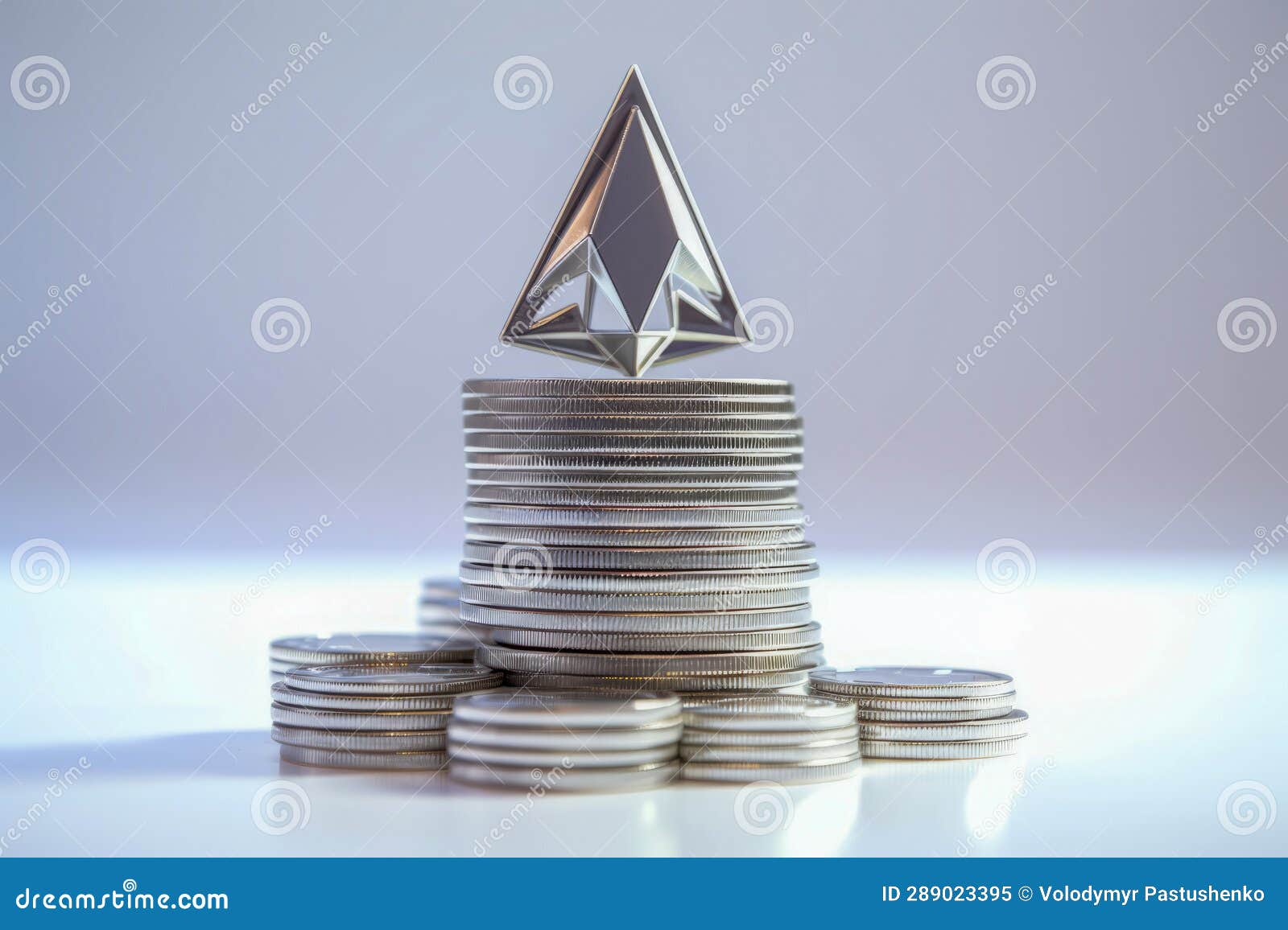 Pyramid on Top of Stack of Coins with Diamond on Top. Generative AI ...