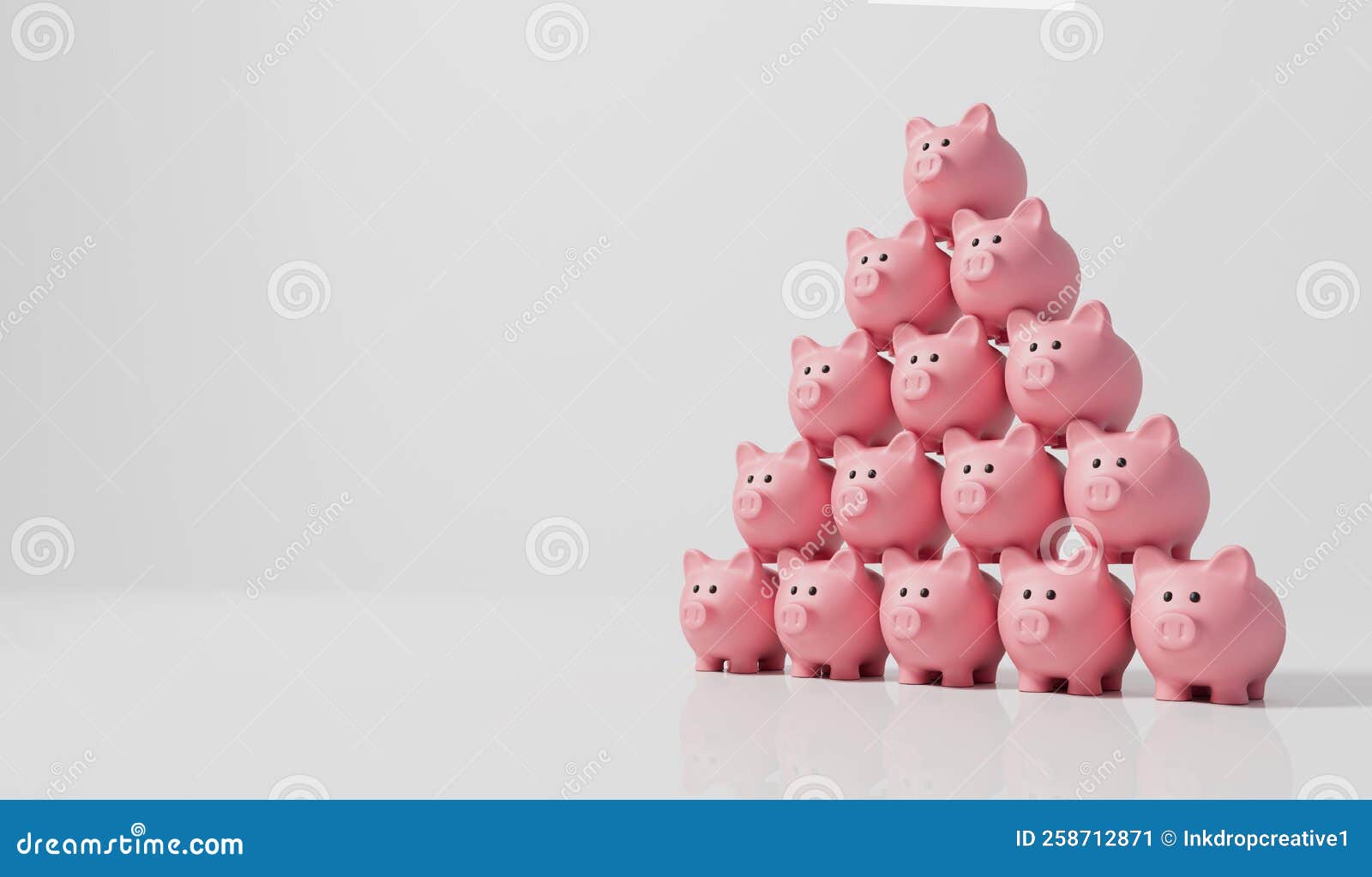 A Pyramid Tower of Stacked Piggy Bank Money Boxes. 3D Rendering Stock ...