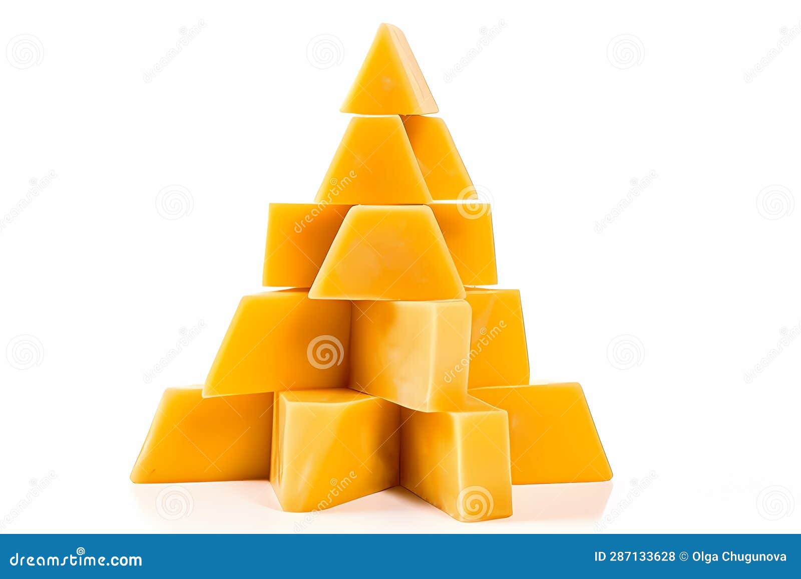 3D Pyramid With Various Geometric Patterns And Colors, De Stijl Style ...