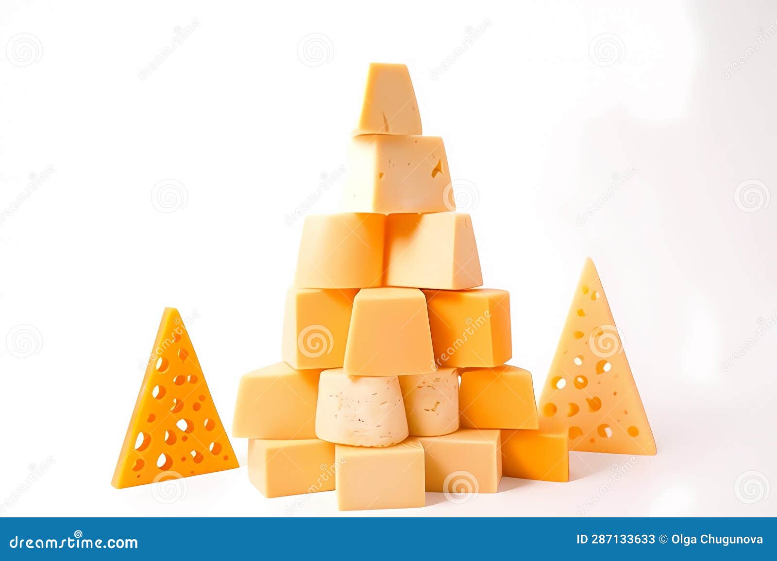 3D Pyramid With Various Geometric Patterns And Colors, De Stijl Style ...