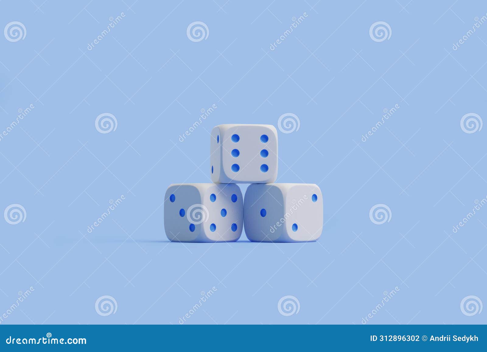 Pyramid of White Dice on Light Blue Background Stock Illustration ...
