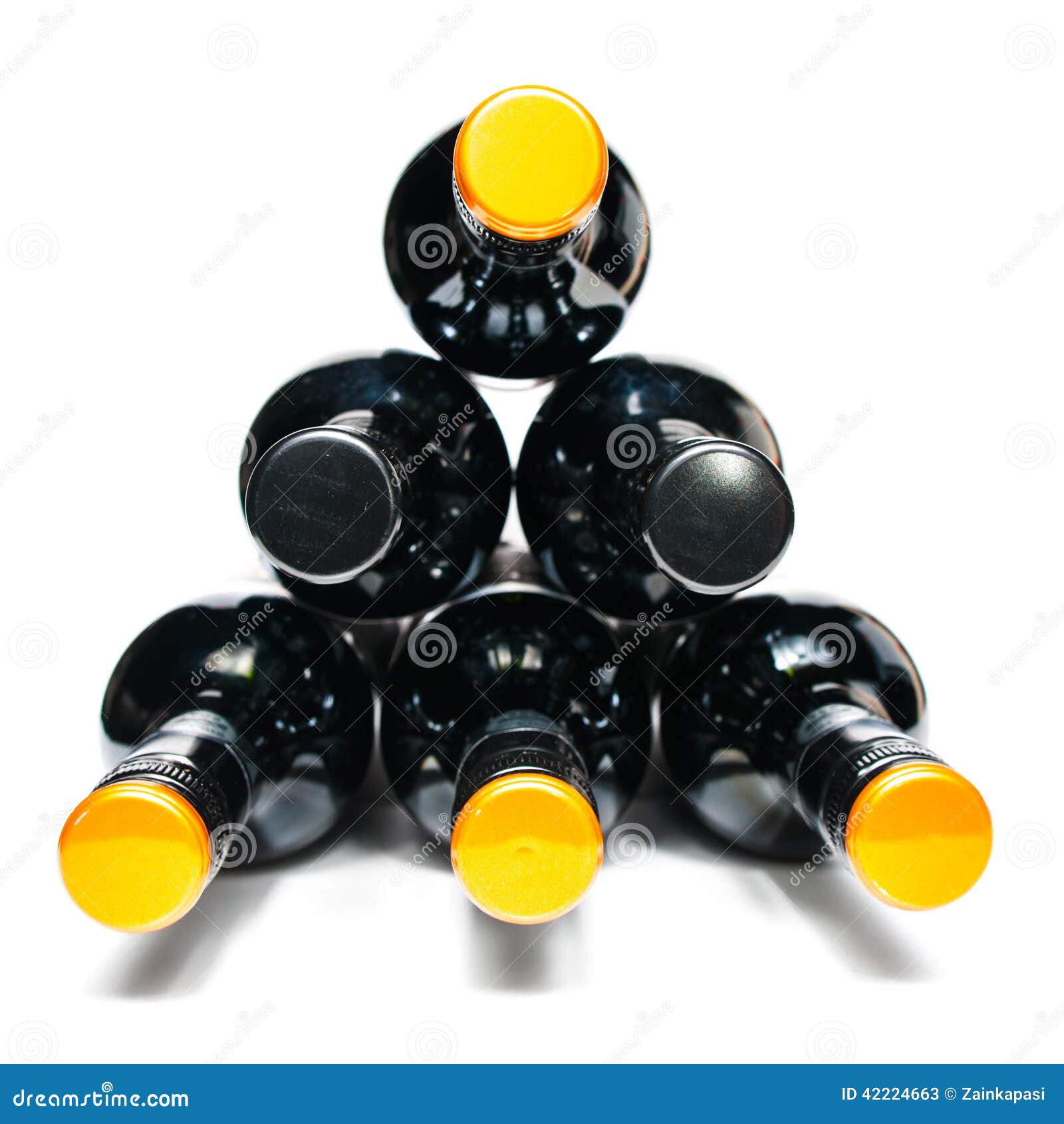 Pyramid of wine bottles stock image. Image of bottle - 42224663