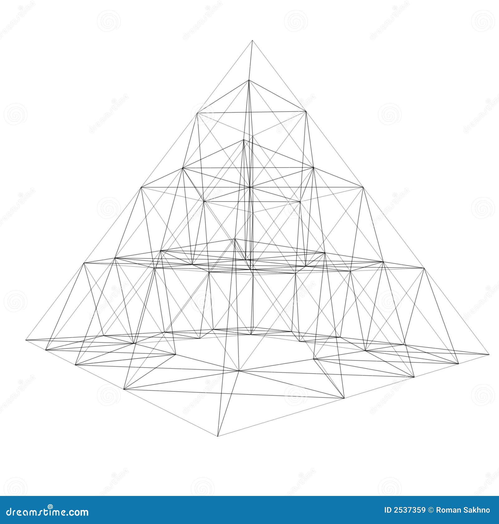 Pyramid wire-frame stock illustration. Illustration of architect - 2537359