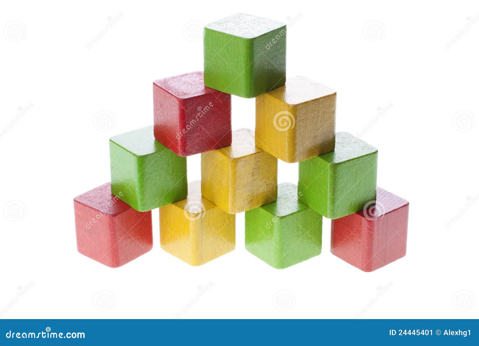 Pyramid with wooden cubes stock image. Image of development - 24445401