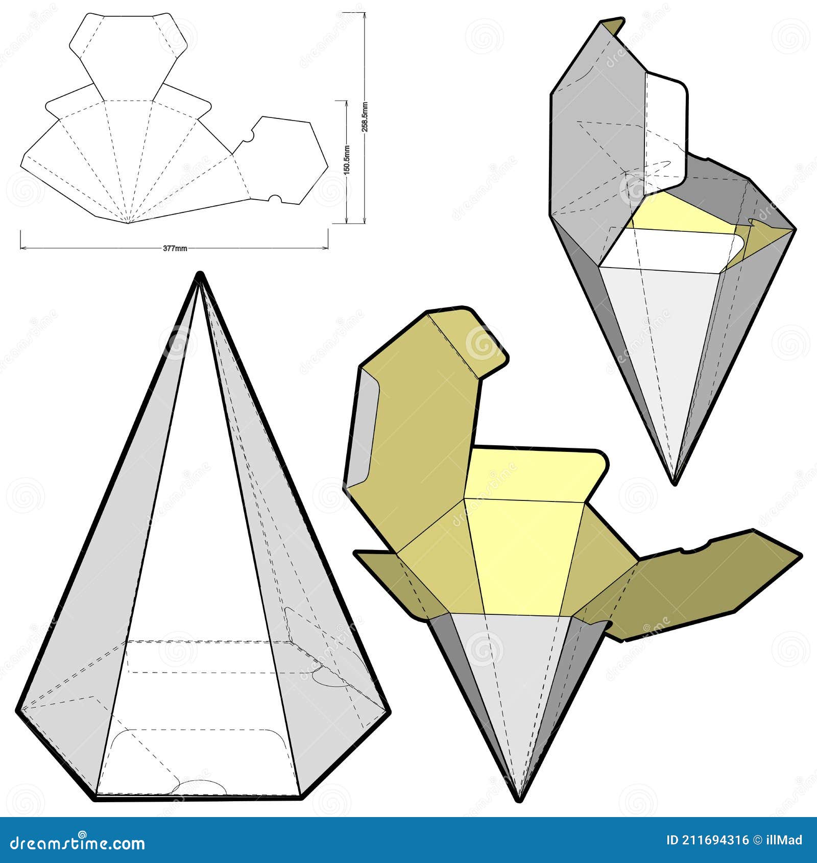 Pyramidal Box And Die-cut Pattern Vector Illustration | CartoonDealer ...