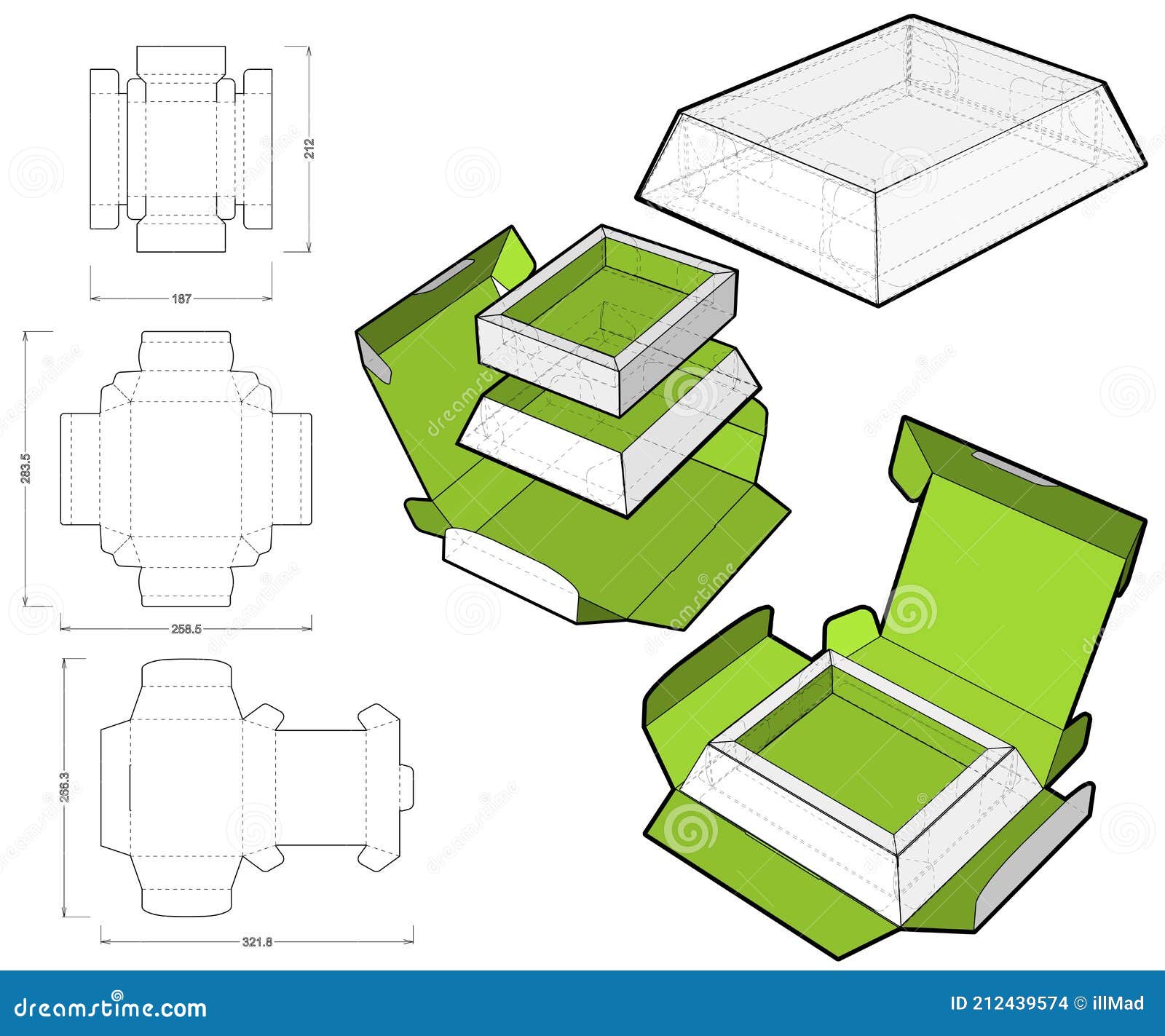 Pyramidal Box And Die-cut Pattern. Vector Illustration | CartoonDealer ...