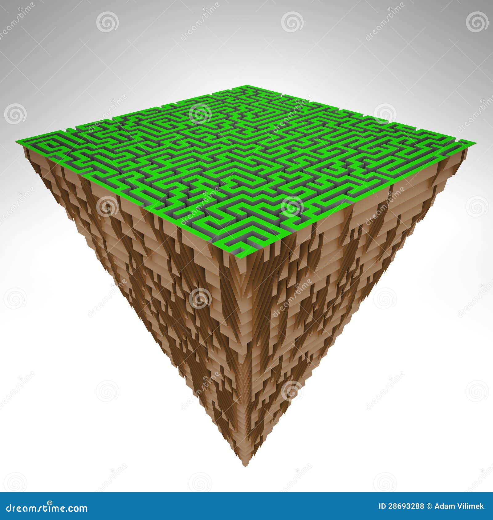 Pyramidal Piece Of Land As Maze Structure Stock Illustration ...