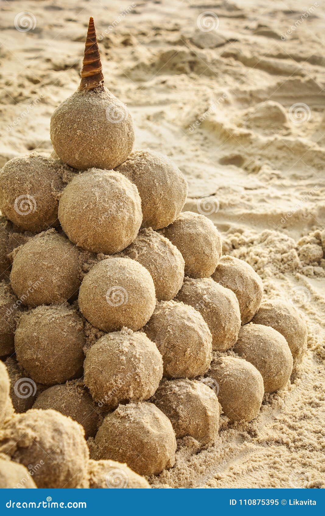 Sandcastle with Seashell on the Beach Stock Image - Image of summer ...