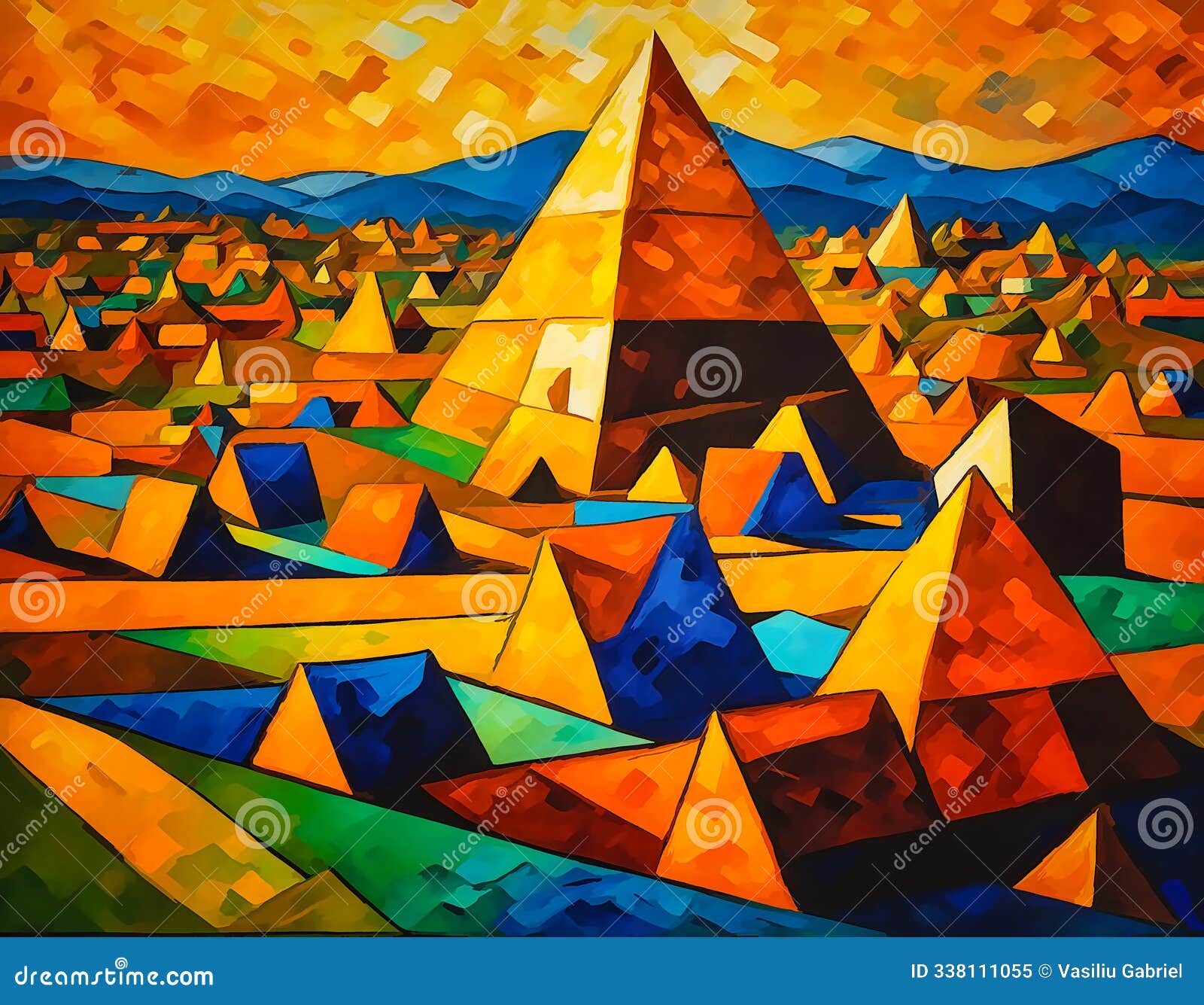 Pyramids in the Abstract 2, Abstract with Vibrant Colors. Stock ...