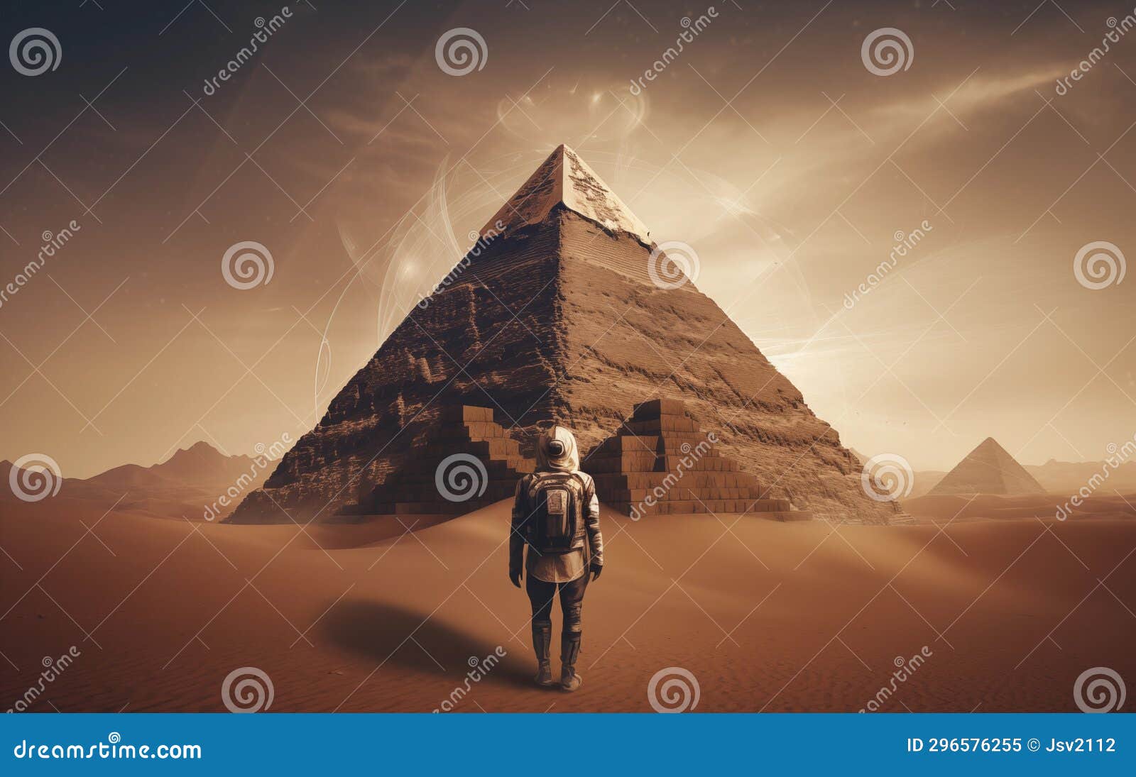 The Pyramids and Astronaut, in the Style of Collage-inspired Stock ...