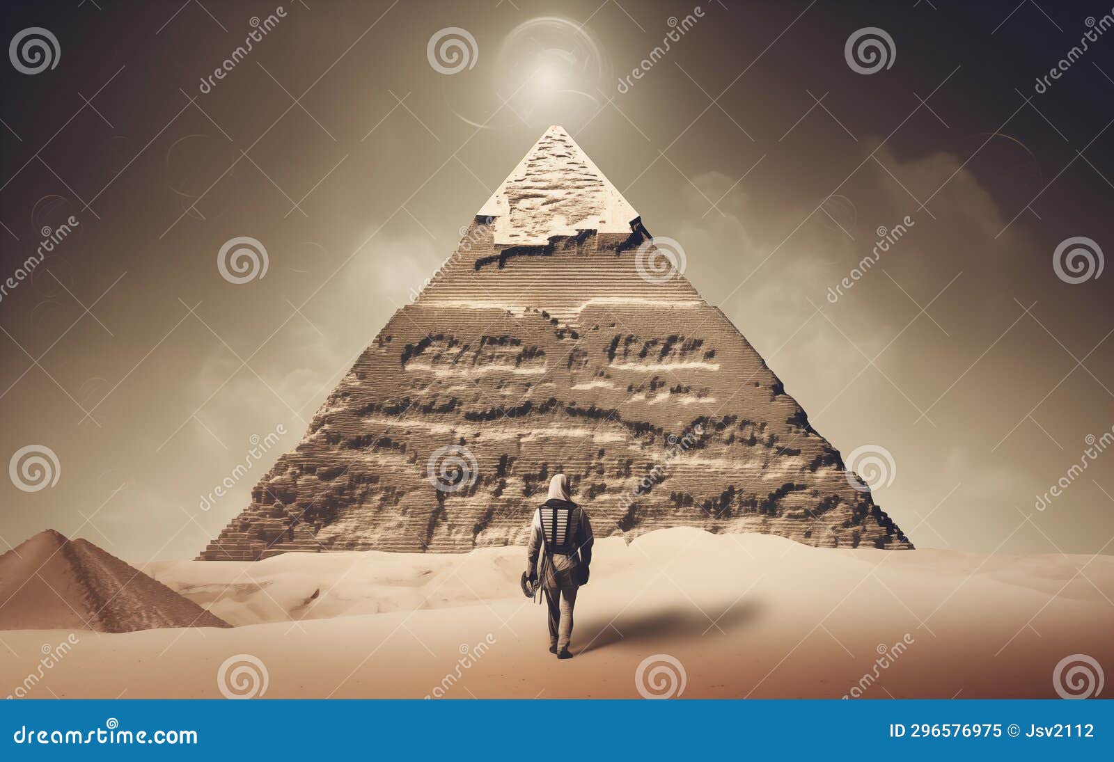 The Pyramids and Astronaut, in the Style of Collage-inspired Stock ...