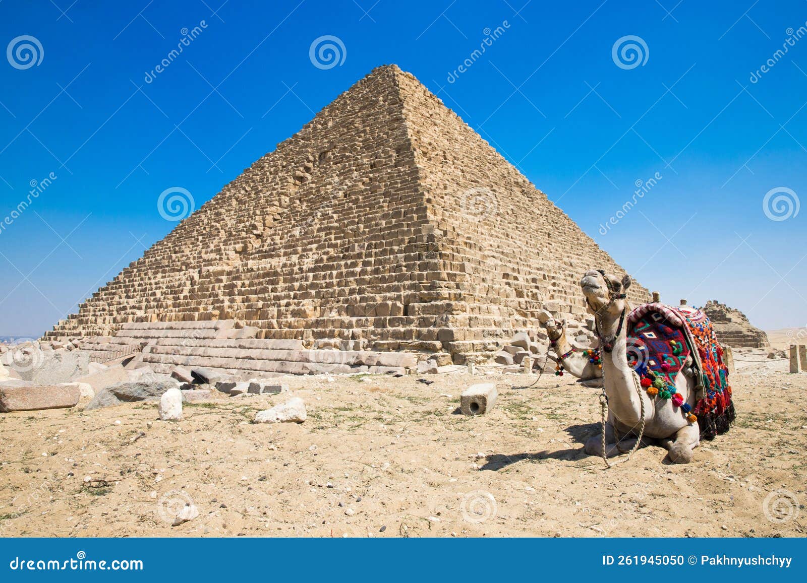 Pyramids with a Beautiful Sky of Giza in Cairo Stock Photo - Image of ...