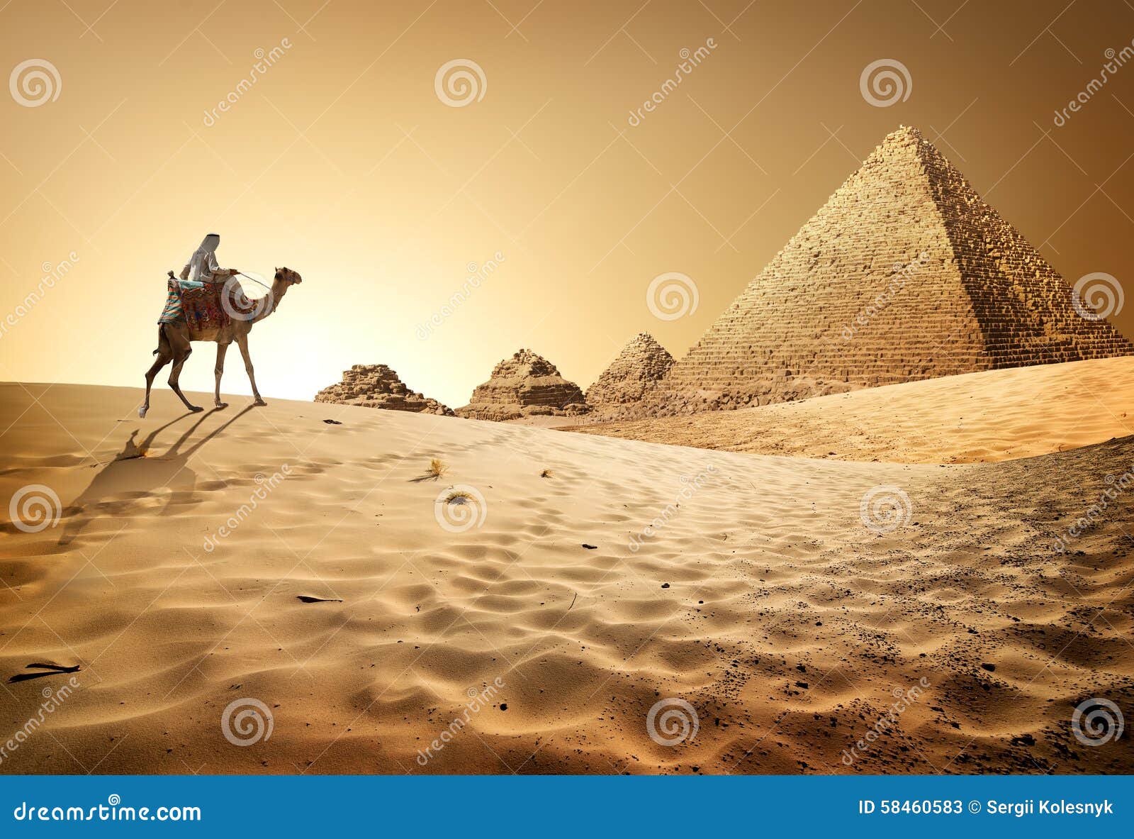 Pyramids in desert stock image. Image of african, orange - 58460583