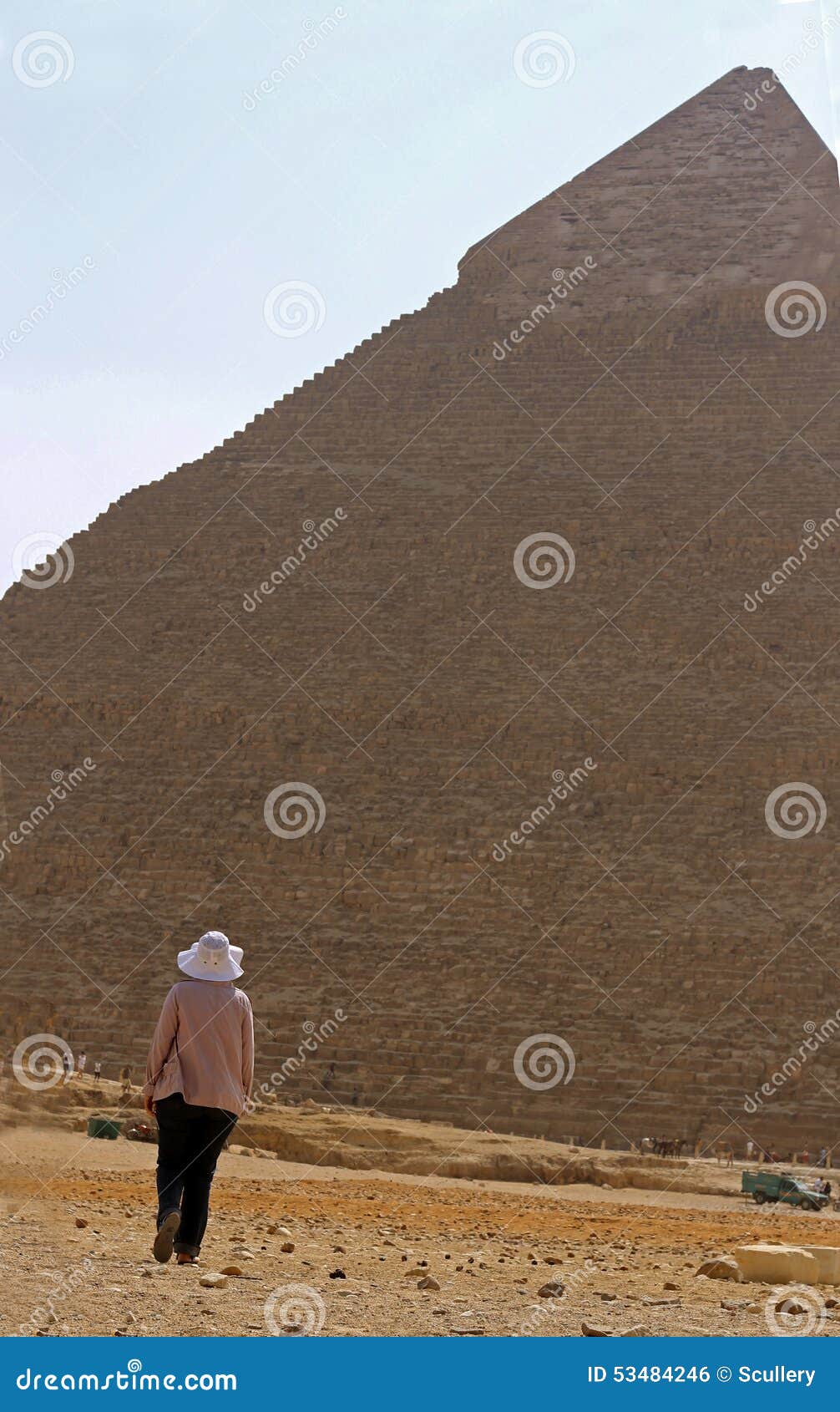 Pyramids in Desert of Egypt in Giza Stock Photo - Image of clouds ...