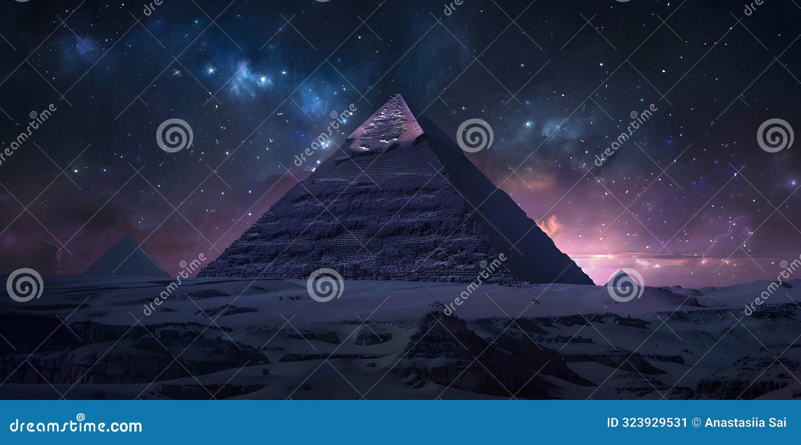 Pyramids in the Desert at Night Stock Image - Image of animal, ancient ...