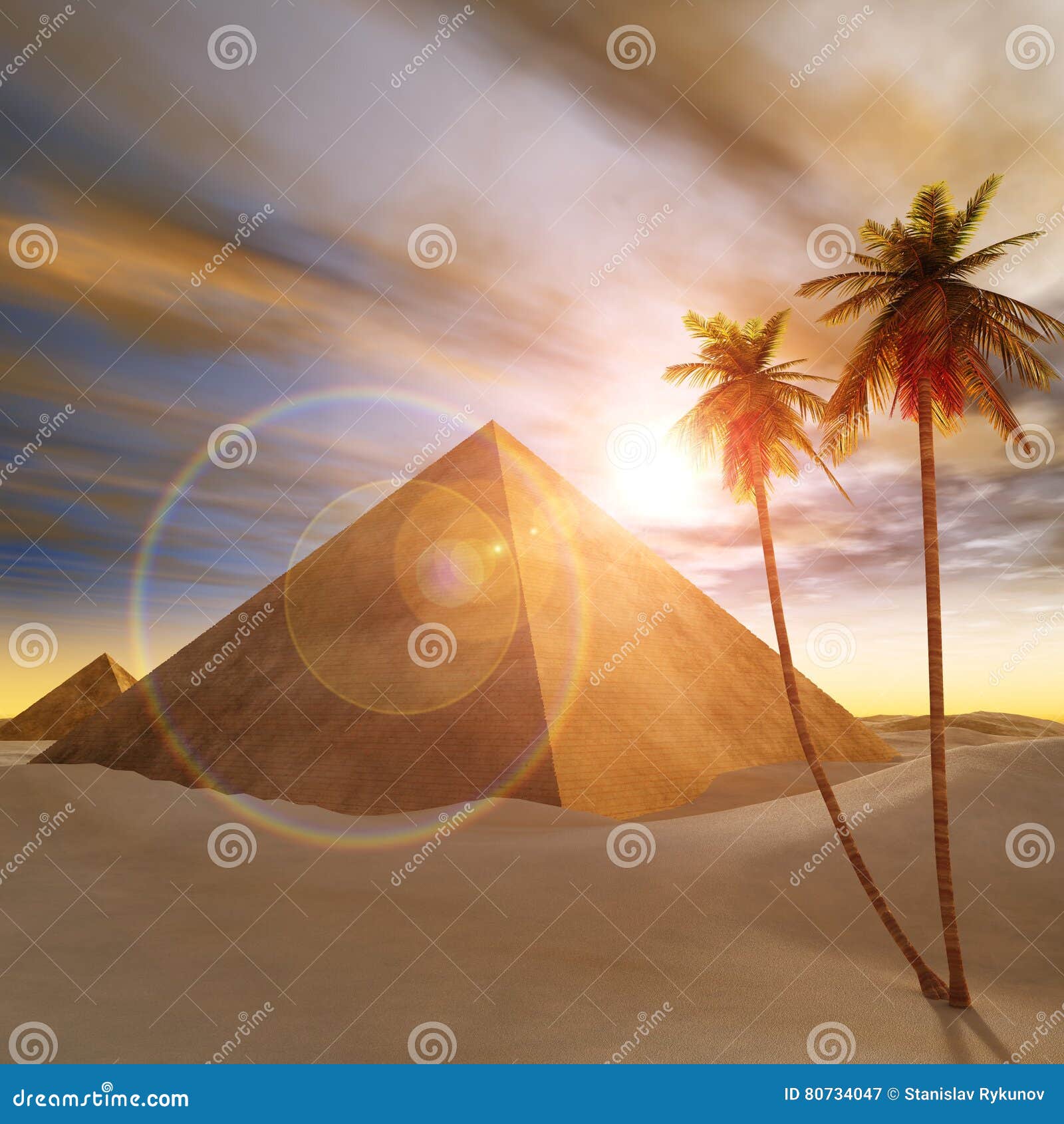 Pyramids. Desert and Palm Trees Stock Image - Image of camel, famous ...