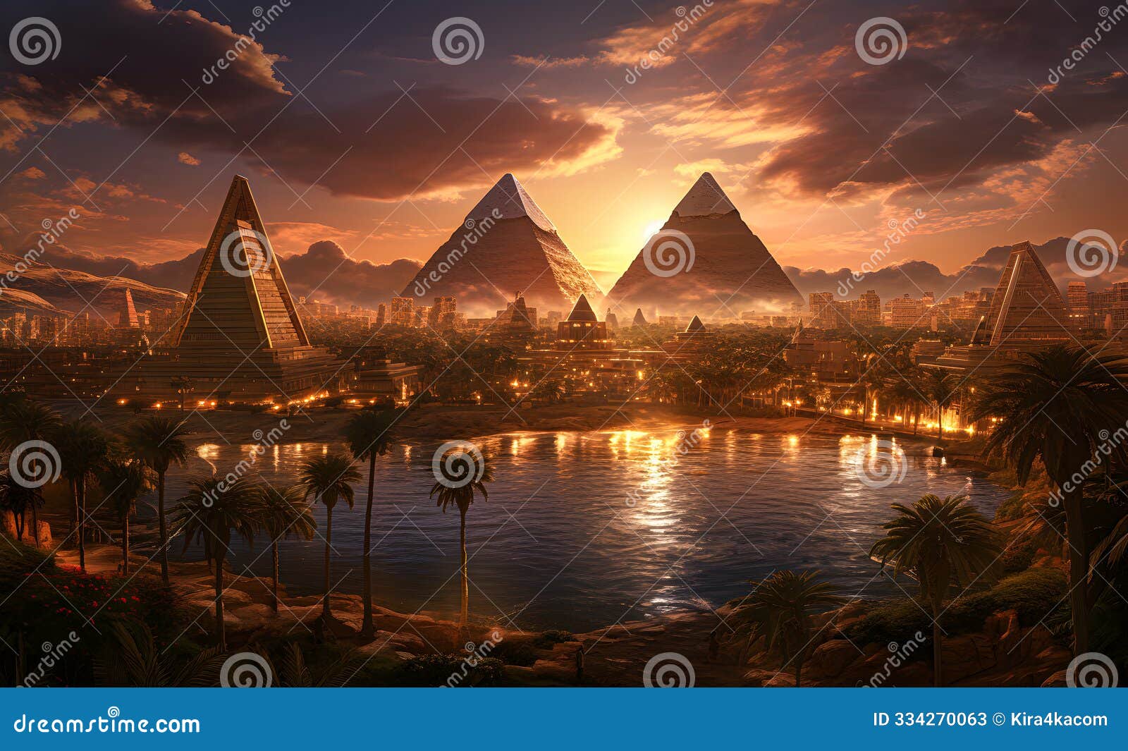 The Pyramids of Egypt, an Ancient City Stock Image - Image of moonlight ...