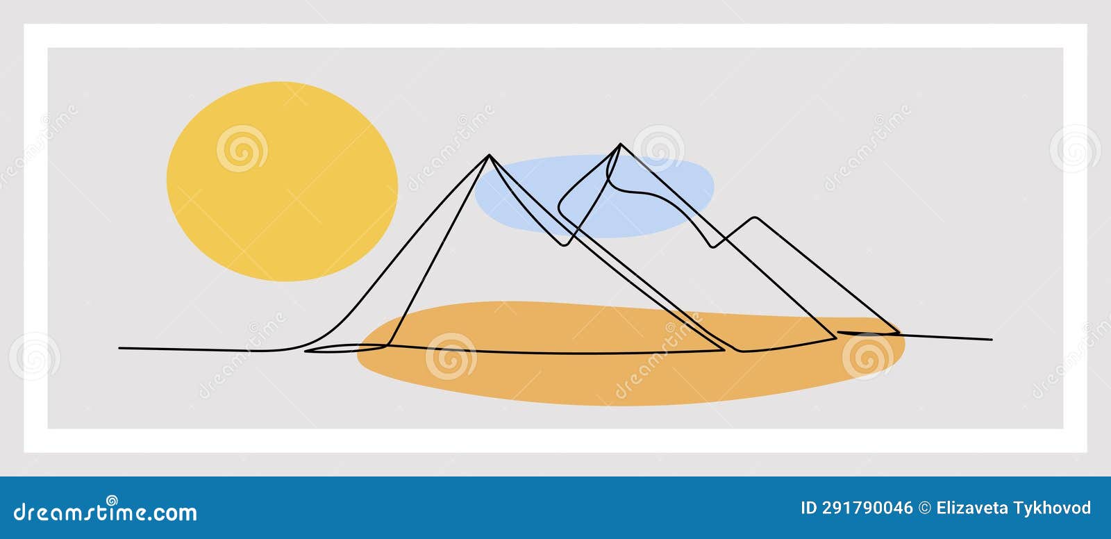 Pyramids of Egypt in One Line Technique. Stock Illustration ...