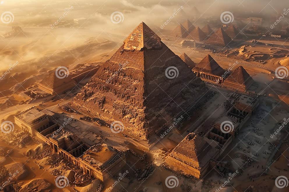 The Pyramids of Egypt are Shown in a Panoramic View from Above Stock ...