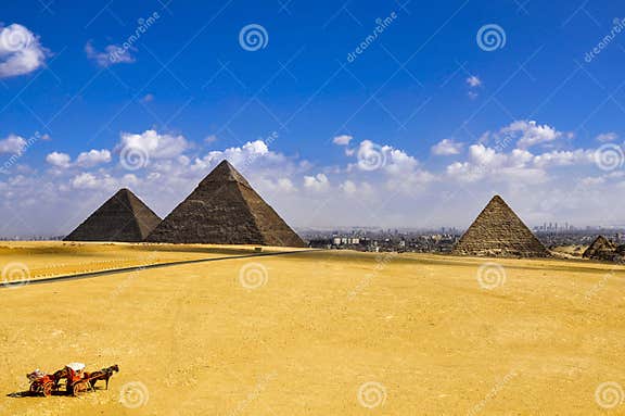 The Oldest Three Great Pyramids of Gaza in Cairo , Egypt, Stock Image ...