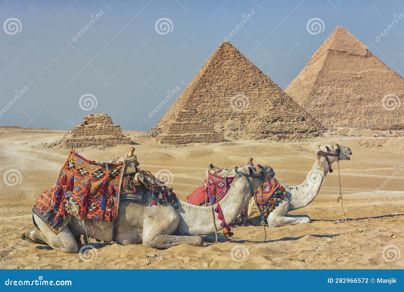The Pyramids of Giza in Egypt Stock Photo - Image of monolith ...