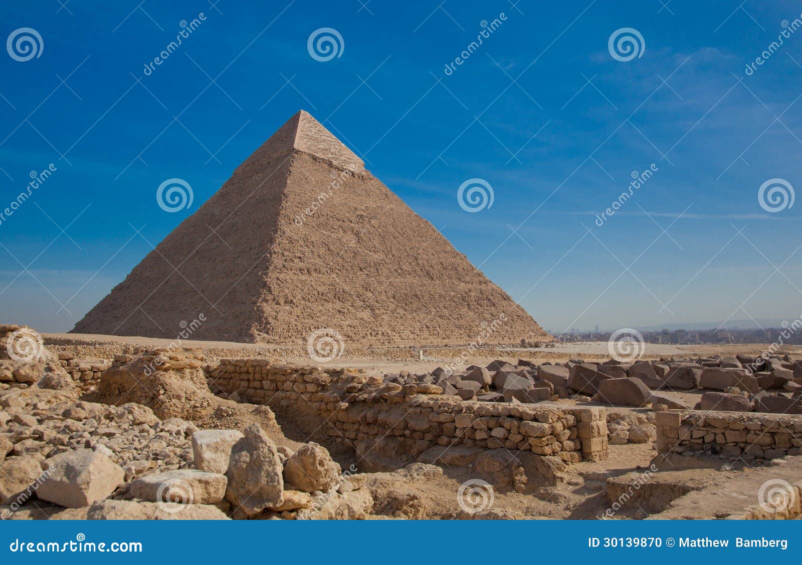 Front View of Great Pyramid with Rocks Stock Photo - Image of ...