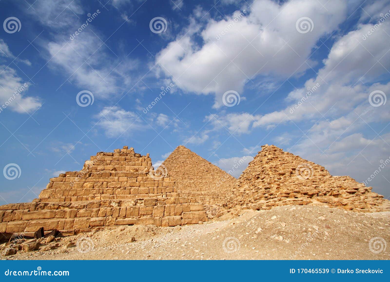 Pyramids of Giza with Nice Blue Sky Stock Image - Image of destination ...