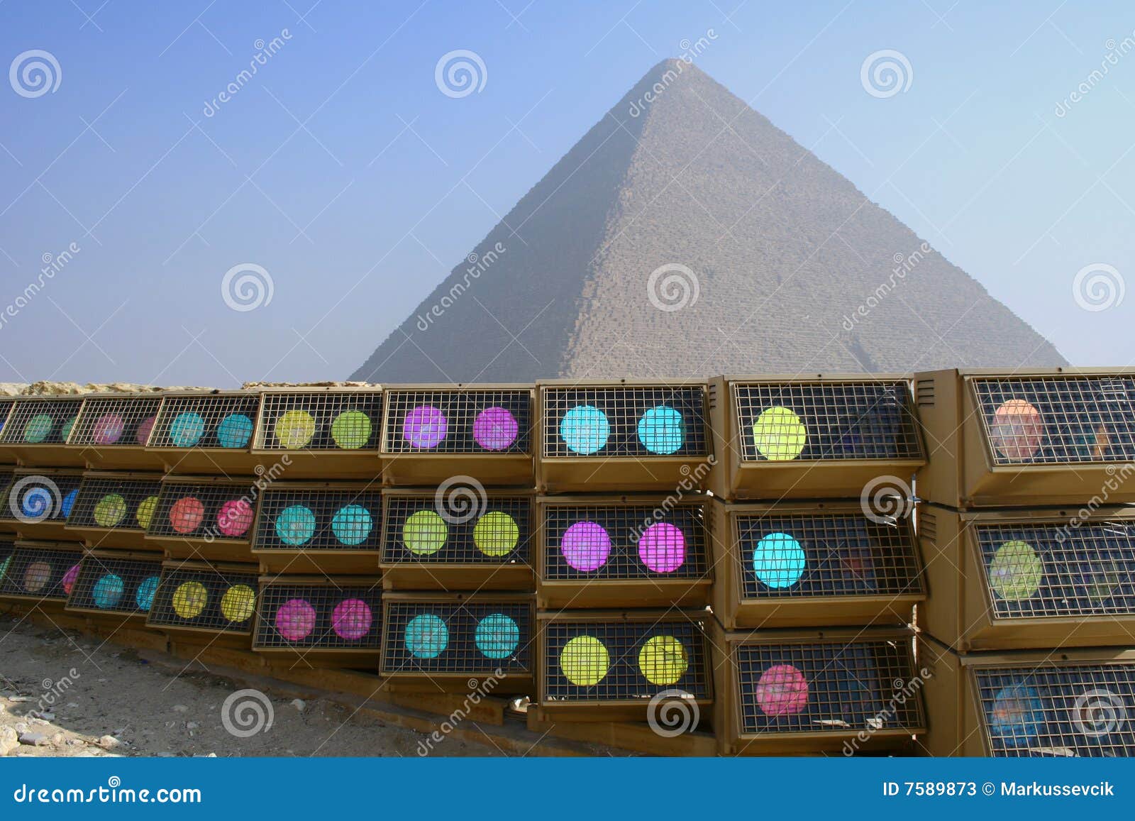 Pyramids with lights stock image. Image of egypt, pyramid - 7589873
