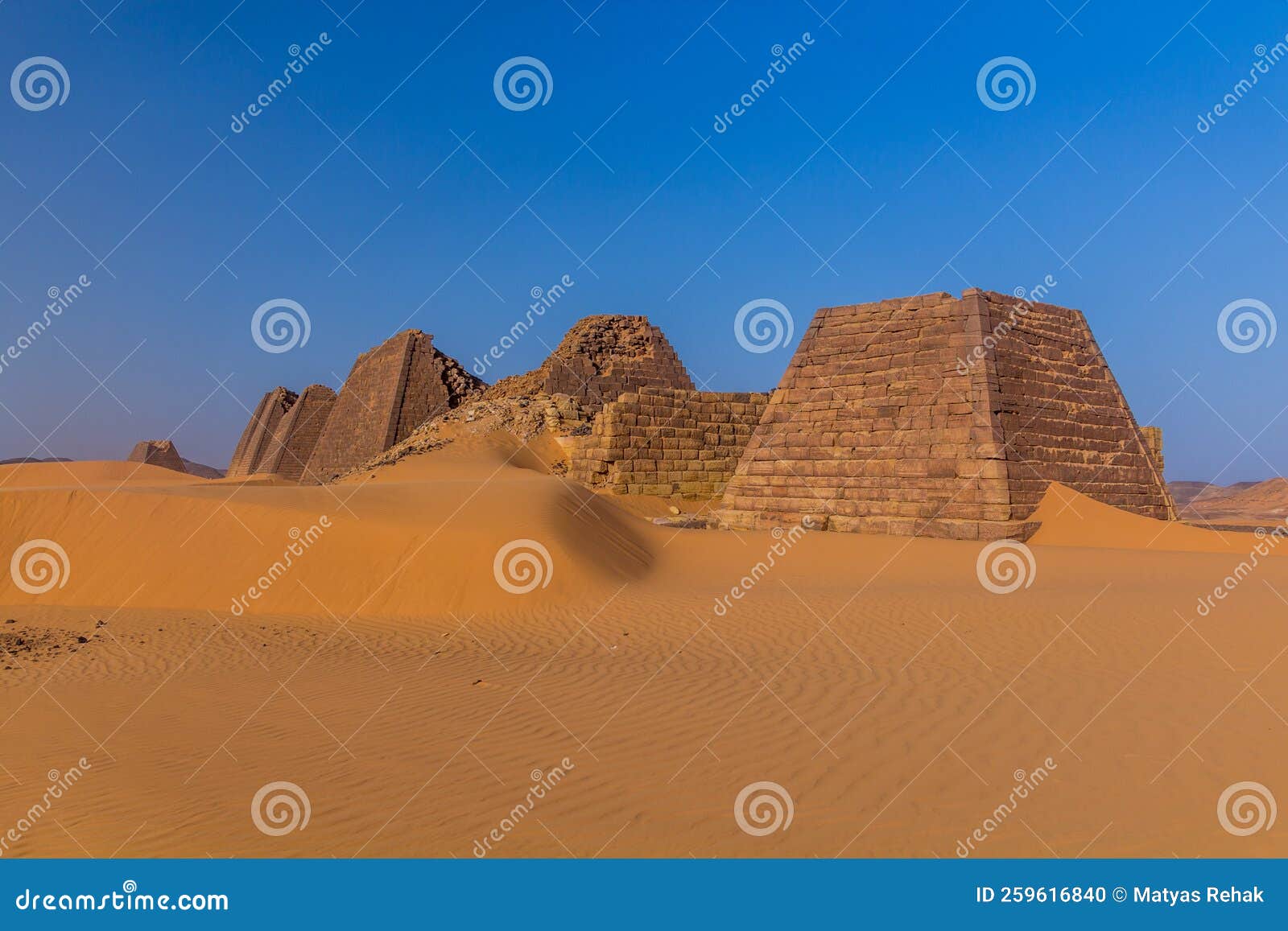 Pyramids of Meroe Located in a Desert of Sud Stock Photo - Image of ...