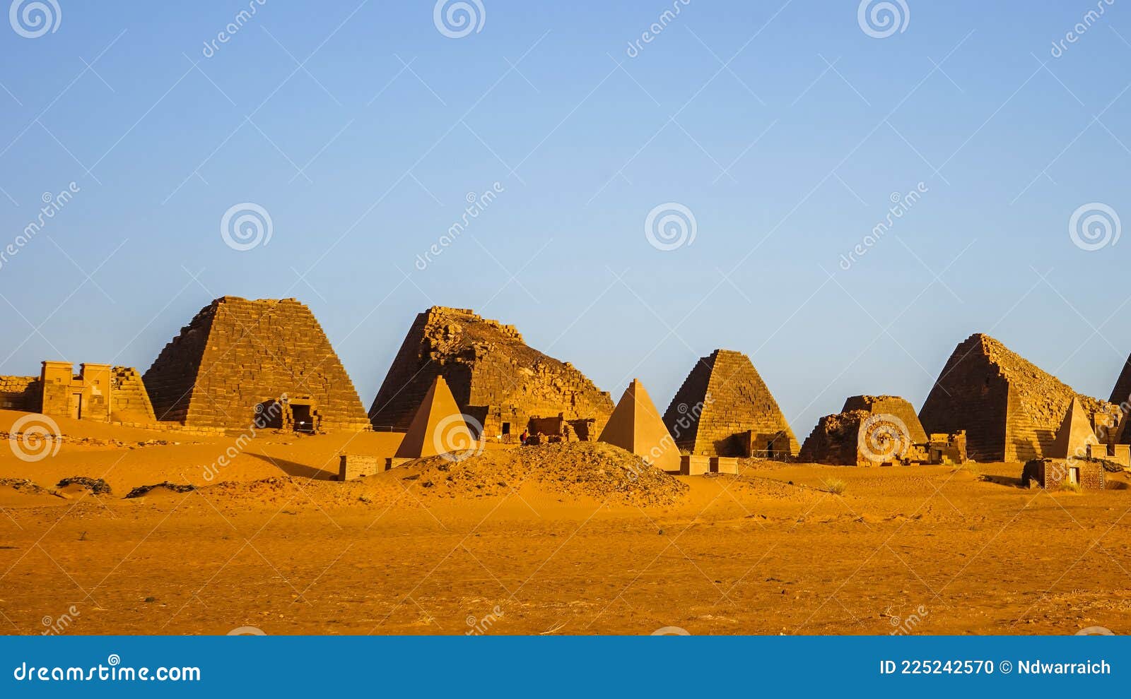 Pyramids of Meroe in the Sahara Desert Stock Photo - Image of nubian ...