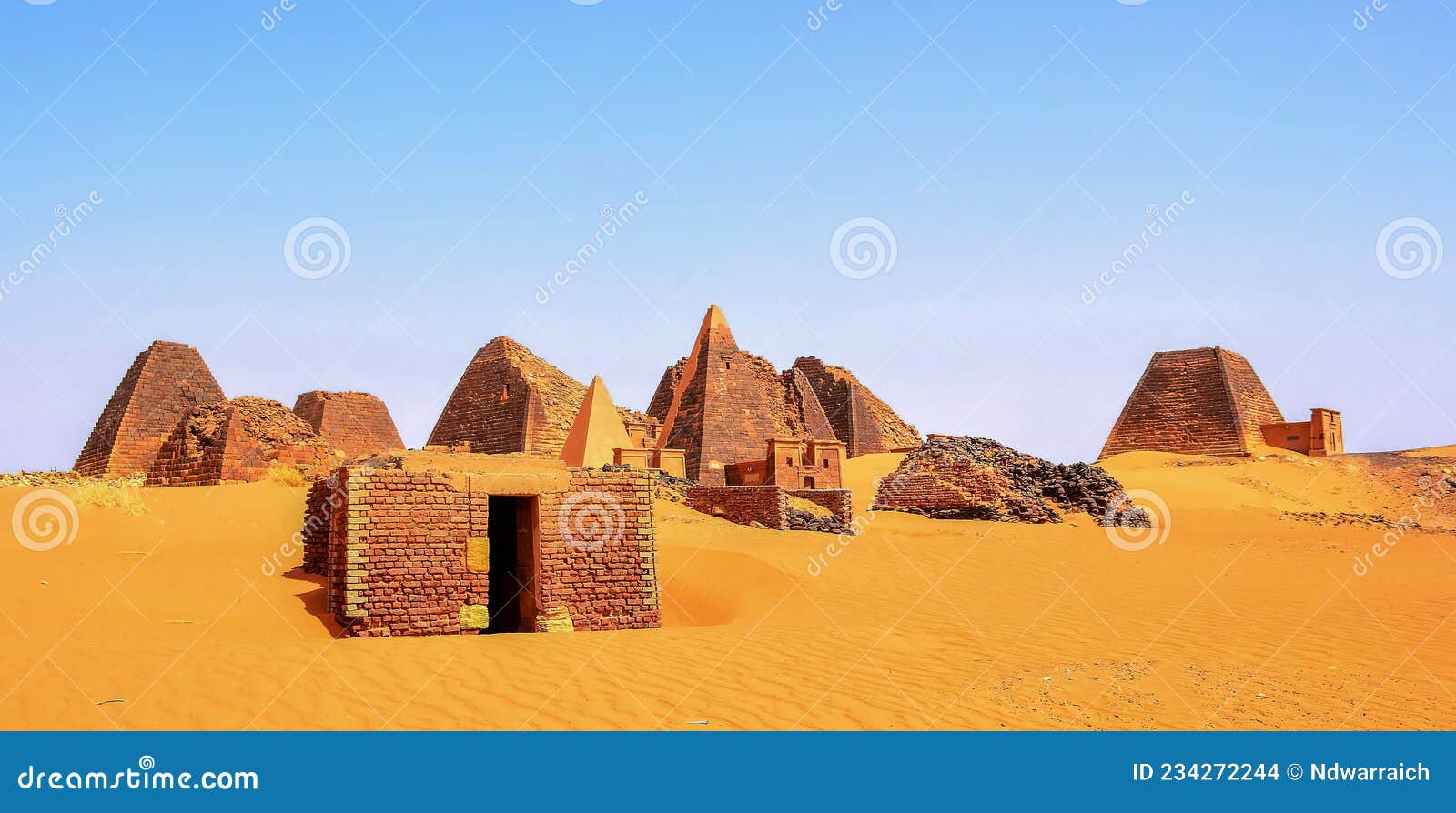 Pyramids of Meroe in the Sahara Desert Stock Photo - Image of religion ...