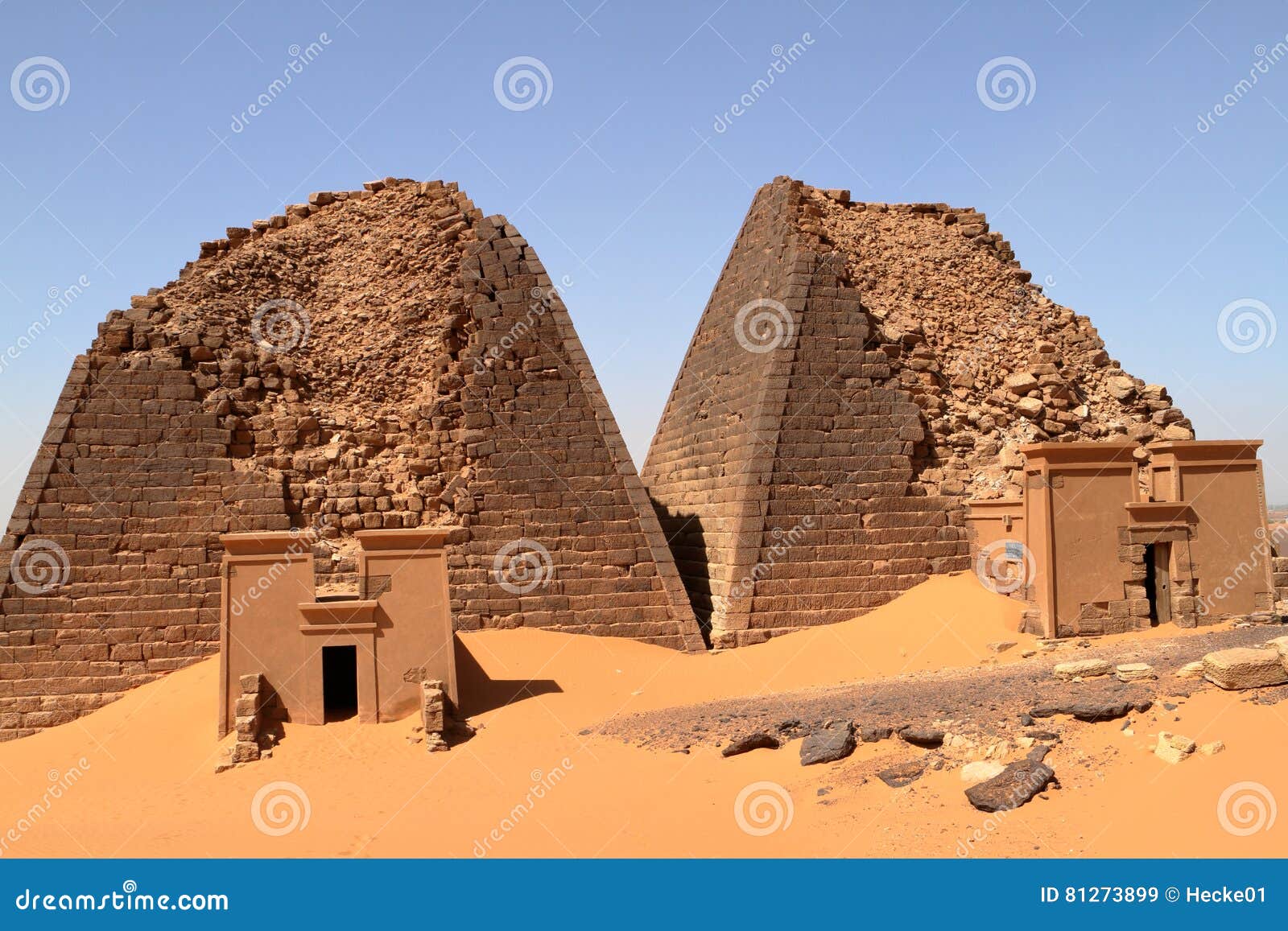 Pyramids of Meroe in the Sahara of Sudan Stock Image - Image of world ...