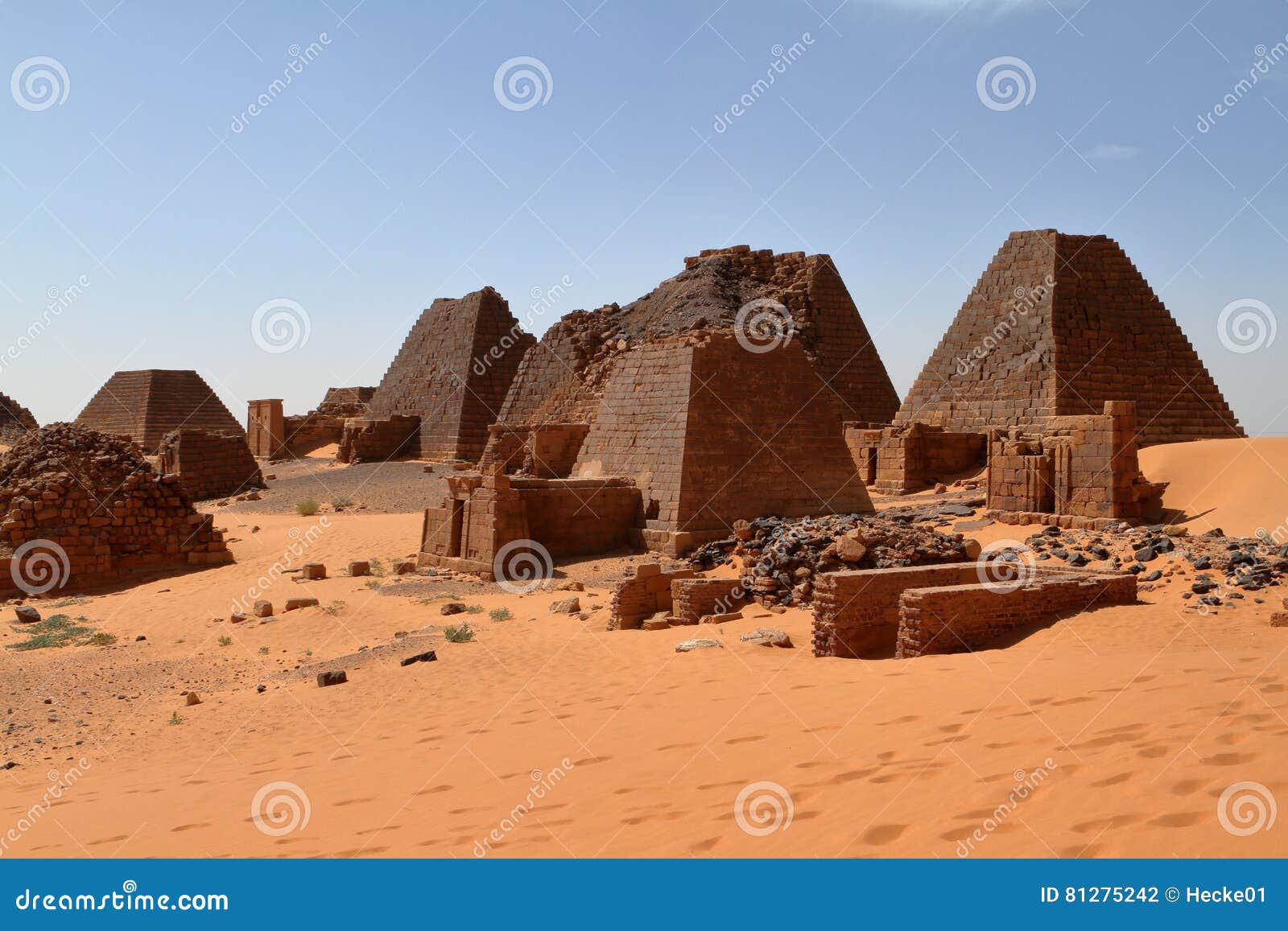 Pyramids of Meroe in the Sahara of Sudan Stock Photo - Image of pyramid ...