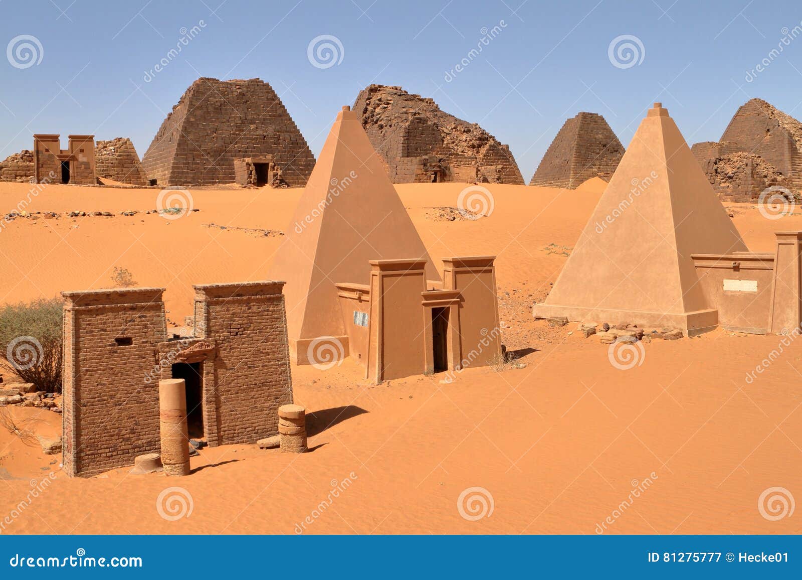 Pyramids of Meroe in the Sahara of Sudan Stock Image - Image of kush ...