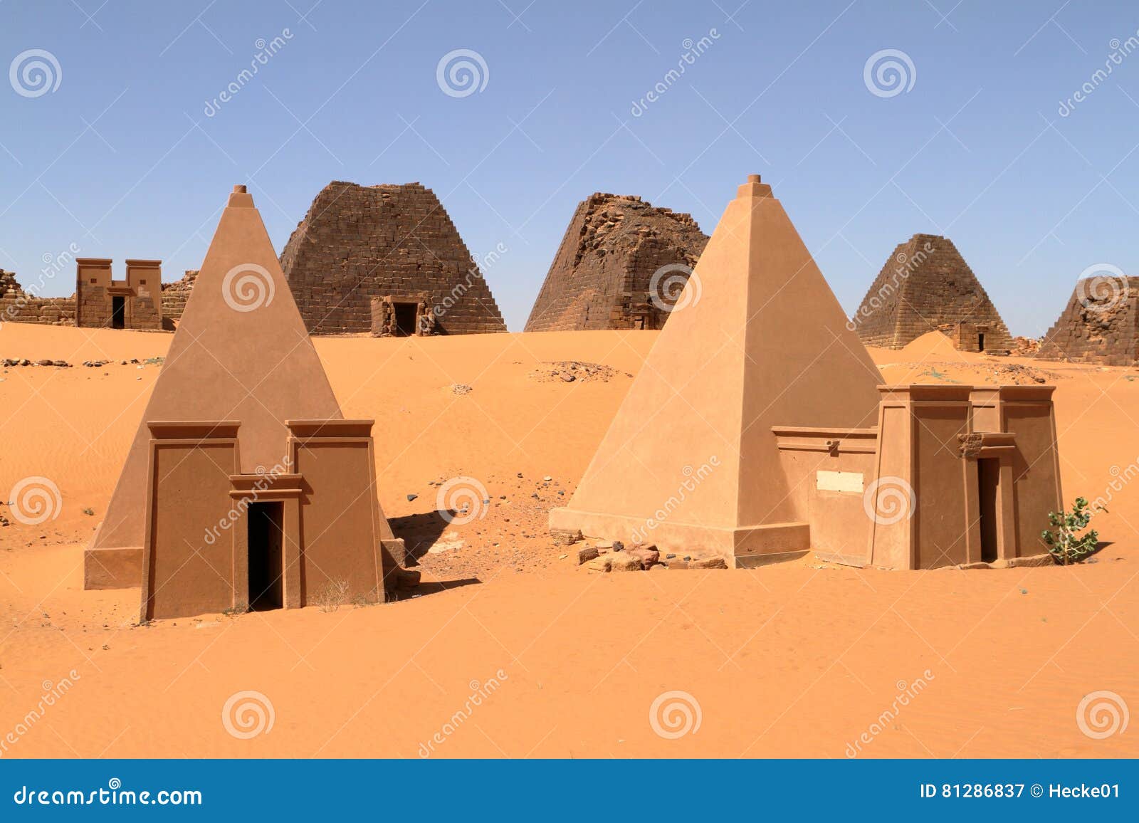 Pyramids of Meroe in the Sahara of Sudan Stock Image - Image of ...