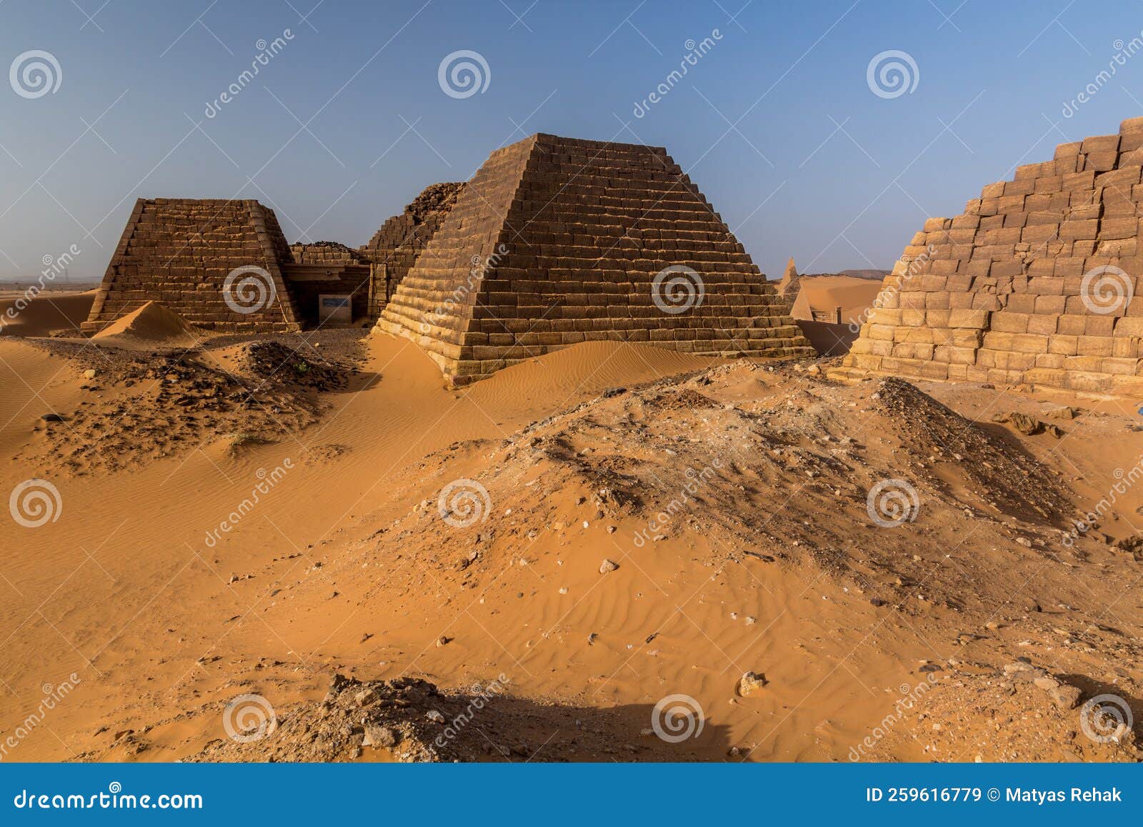 Pyramids of Meroe in Sud stock image. Image of heritage - 259616779