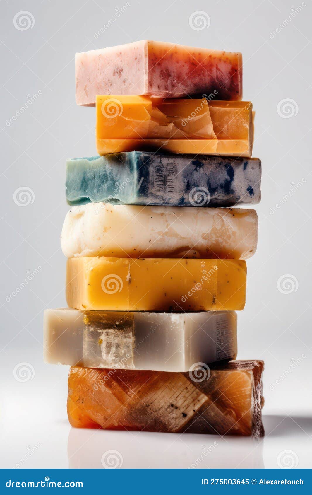 Pyramids of Multi-colored Handmade Soap on a Light Background Stock ...