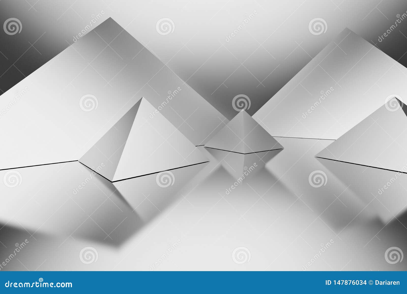 Pyramids Over Reflective Surface Stock Illustration - Illustration of ...