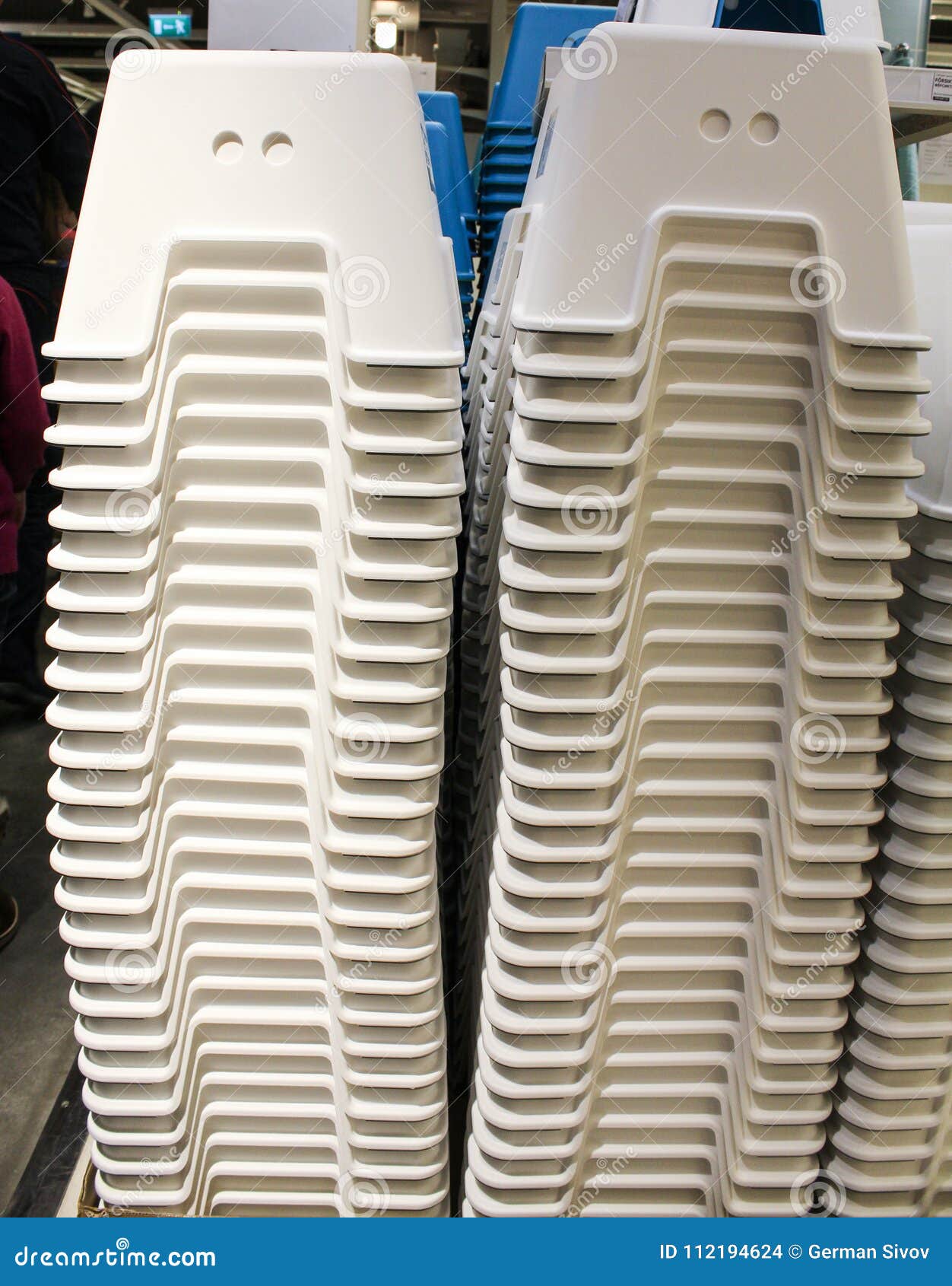Pyramids of Plastic Products. Stock Photo - Image of mall, sale: 112194624